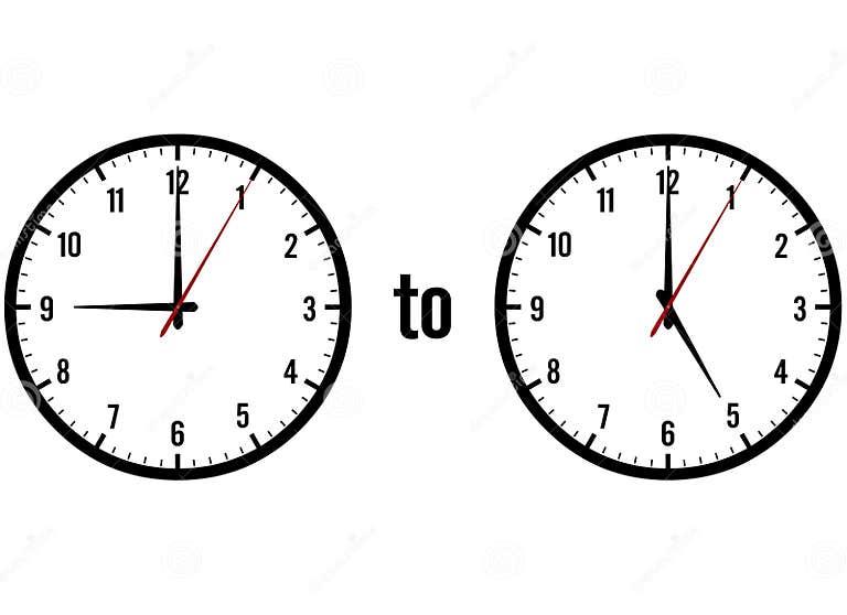 Clocks showing 9 to 5 stock illustration. Illustration of tools - 6479724
