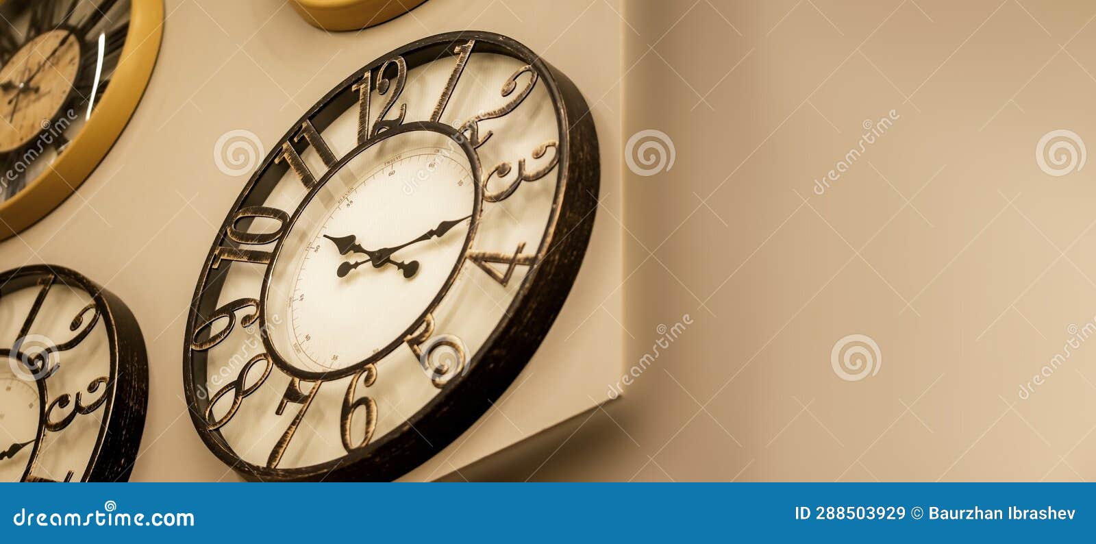 Clocks Showing Different Time. Time Concept Stock Image - Image of ...