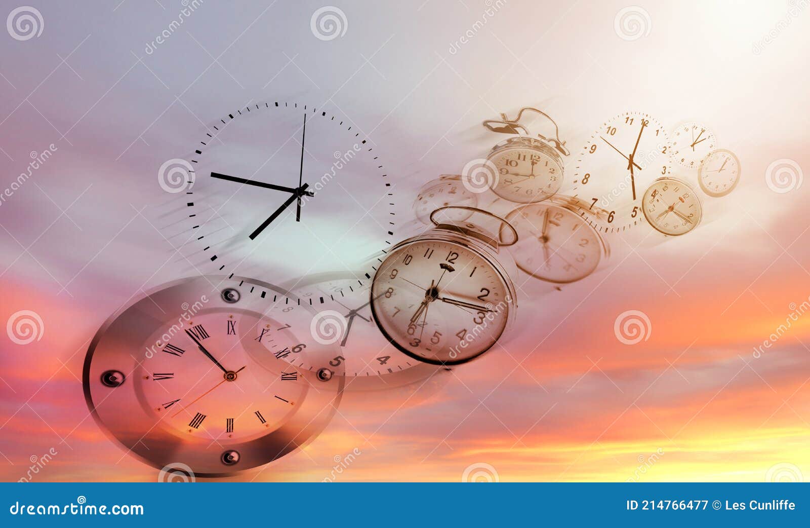 Clocks in sky stock image. Image of nature, beginning - 214766477