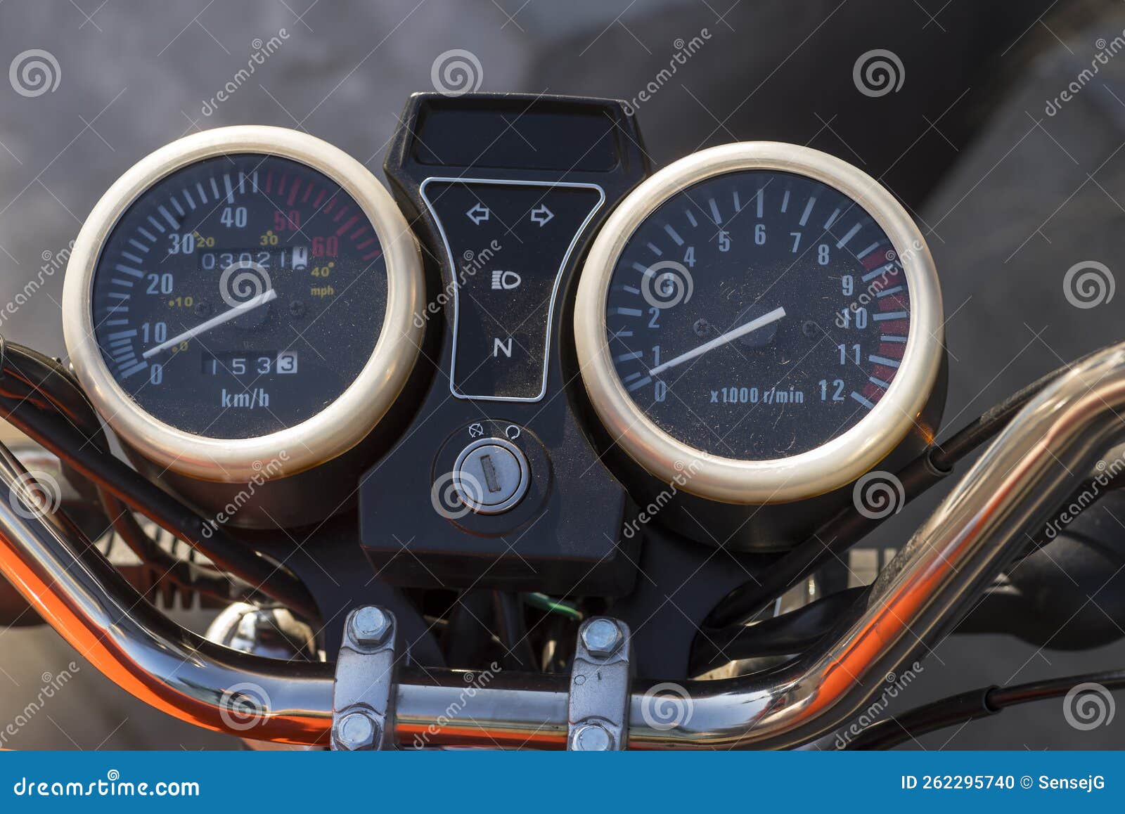 "Clocks" - Speedometer, Odometer and Tachometer in the Moped . Stock ...