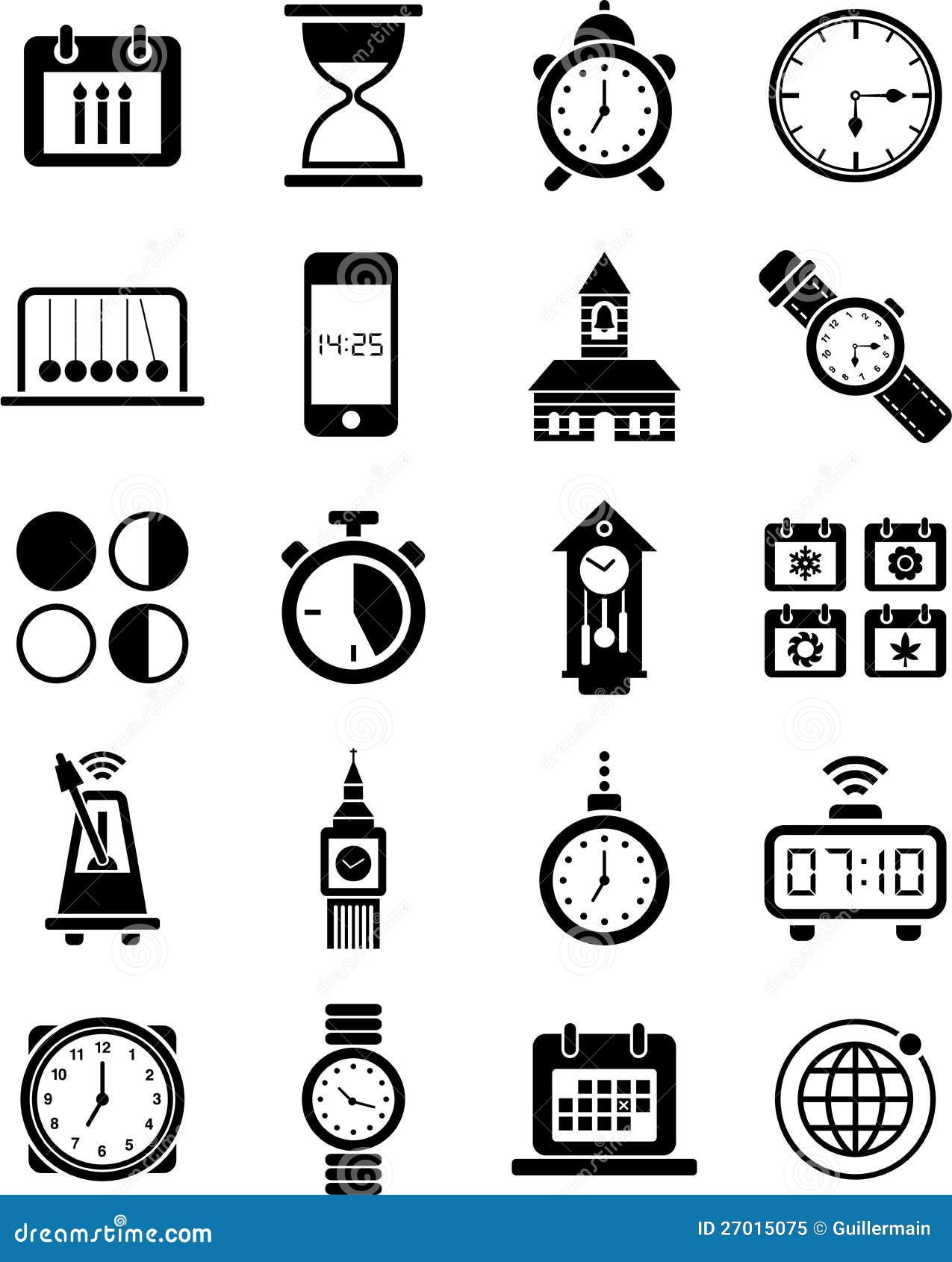 Time Icons Set AM And PM - Different Vector Illustrations Isolated On ...