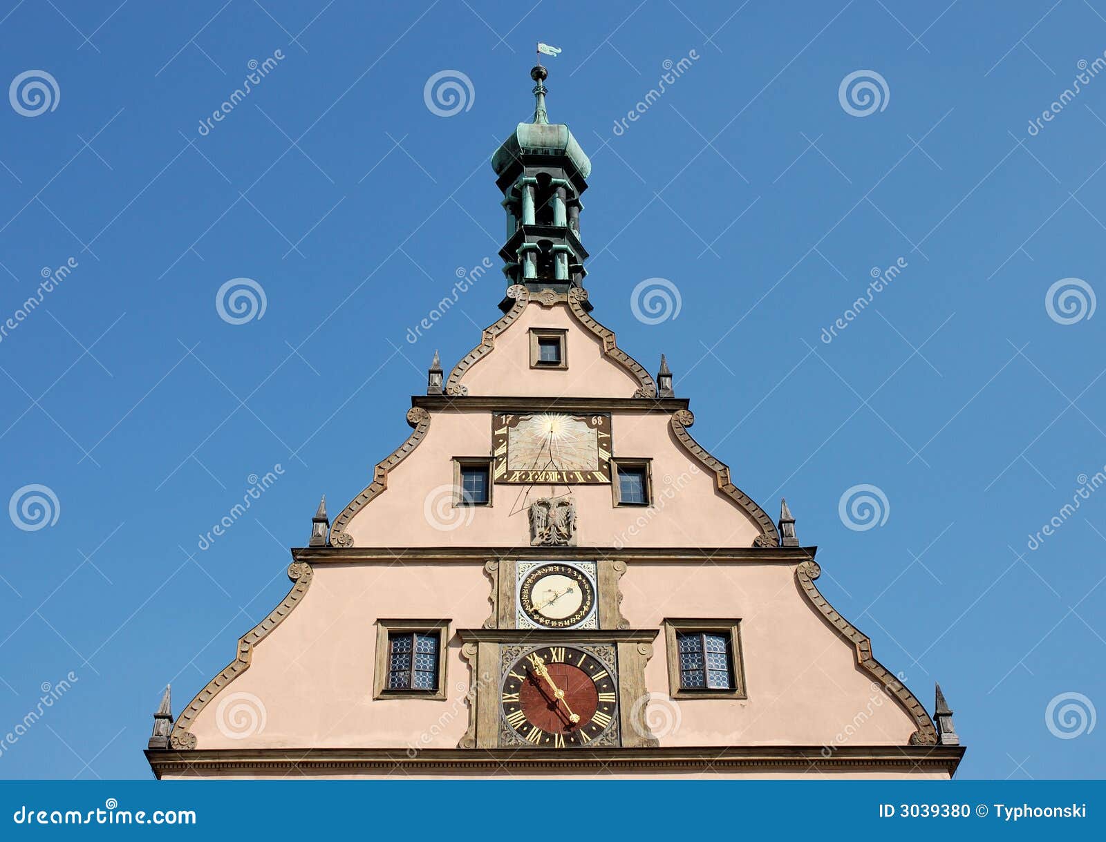 Clocks at the town hall stock photo. Image of city, medieval - 3039380