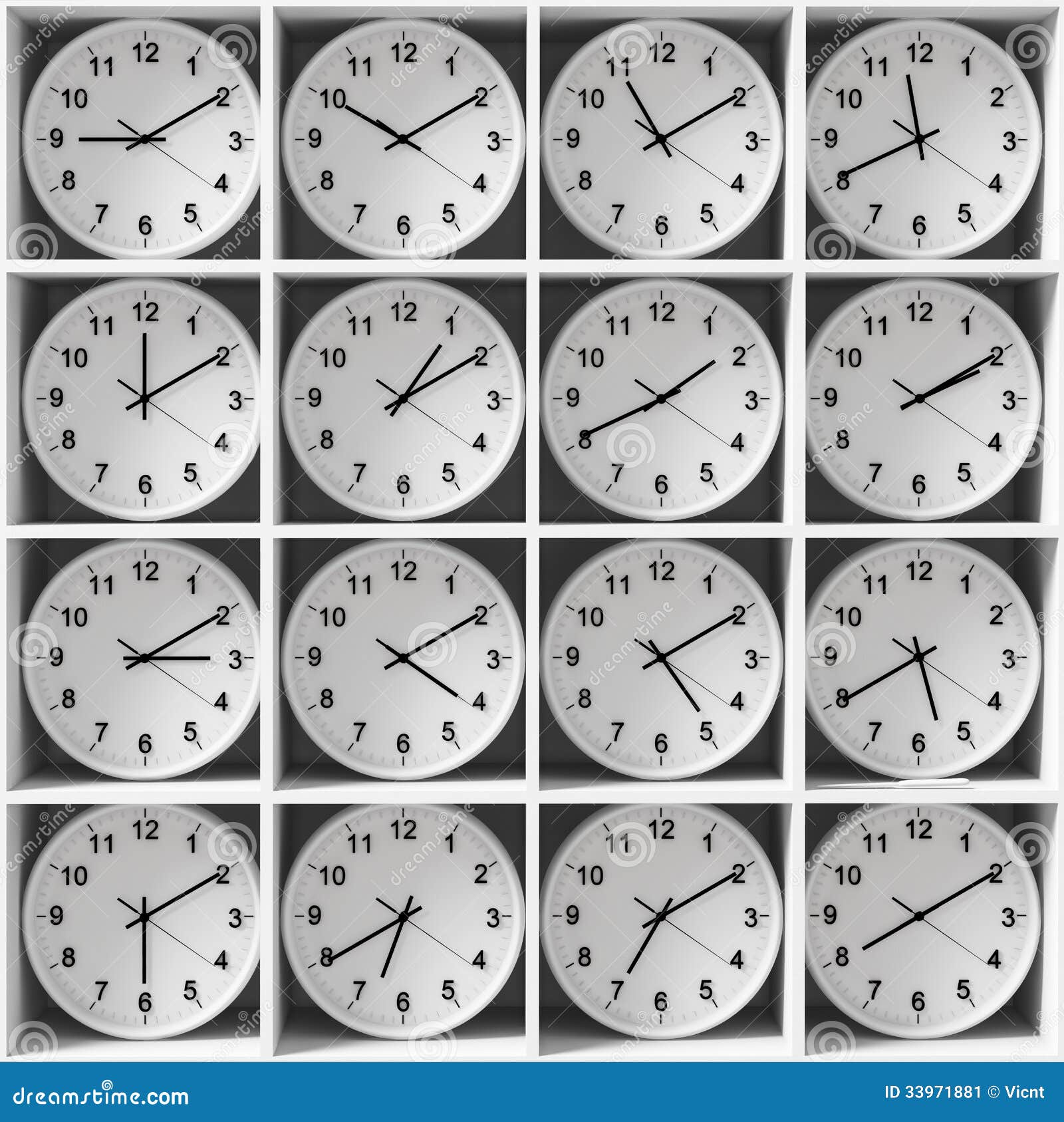 Clocks on the White Shelves Stock Illustration - Illustration of ...