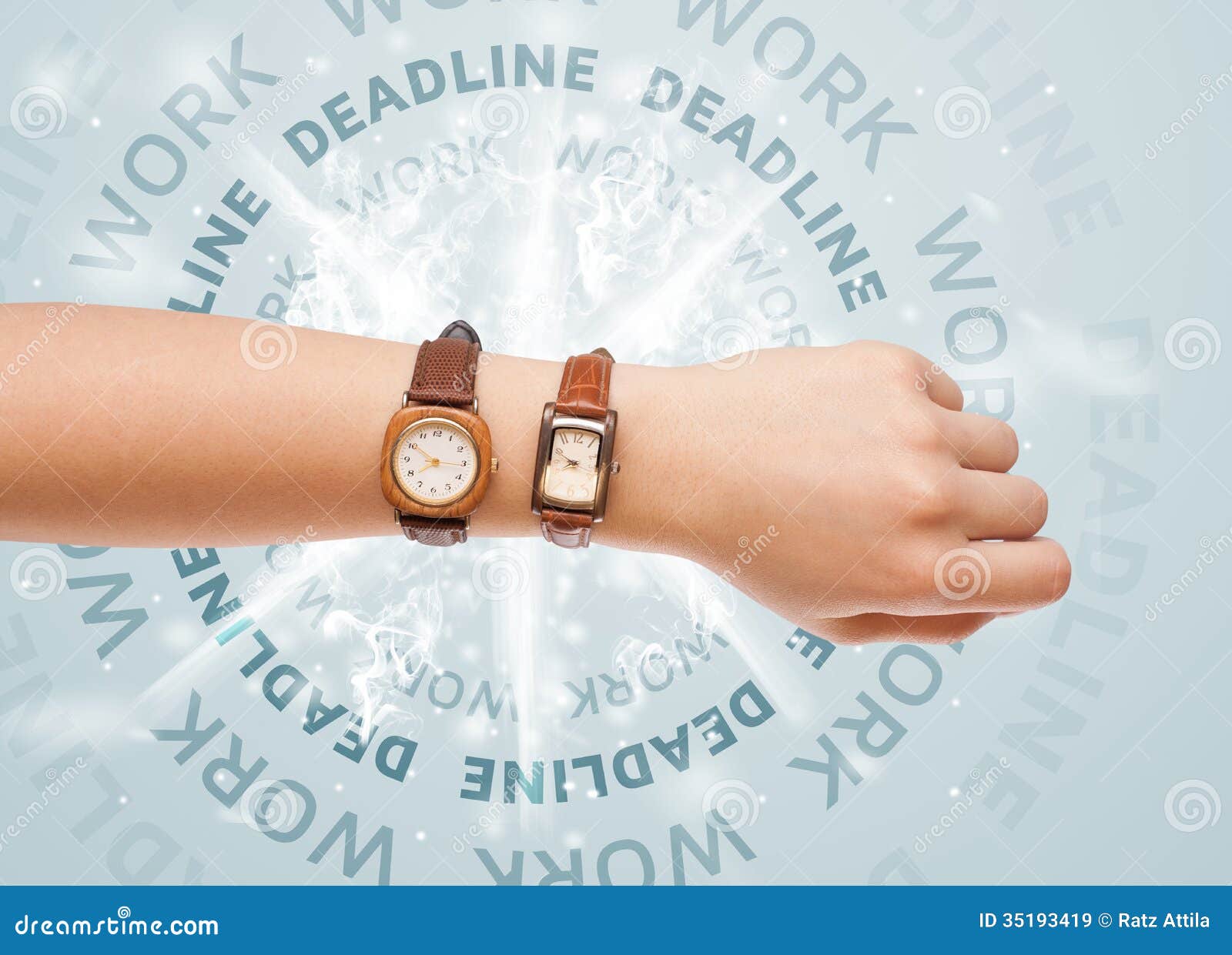 Clocks with Work and Deadline Round Writing Stock Image - Image of hour ...