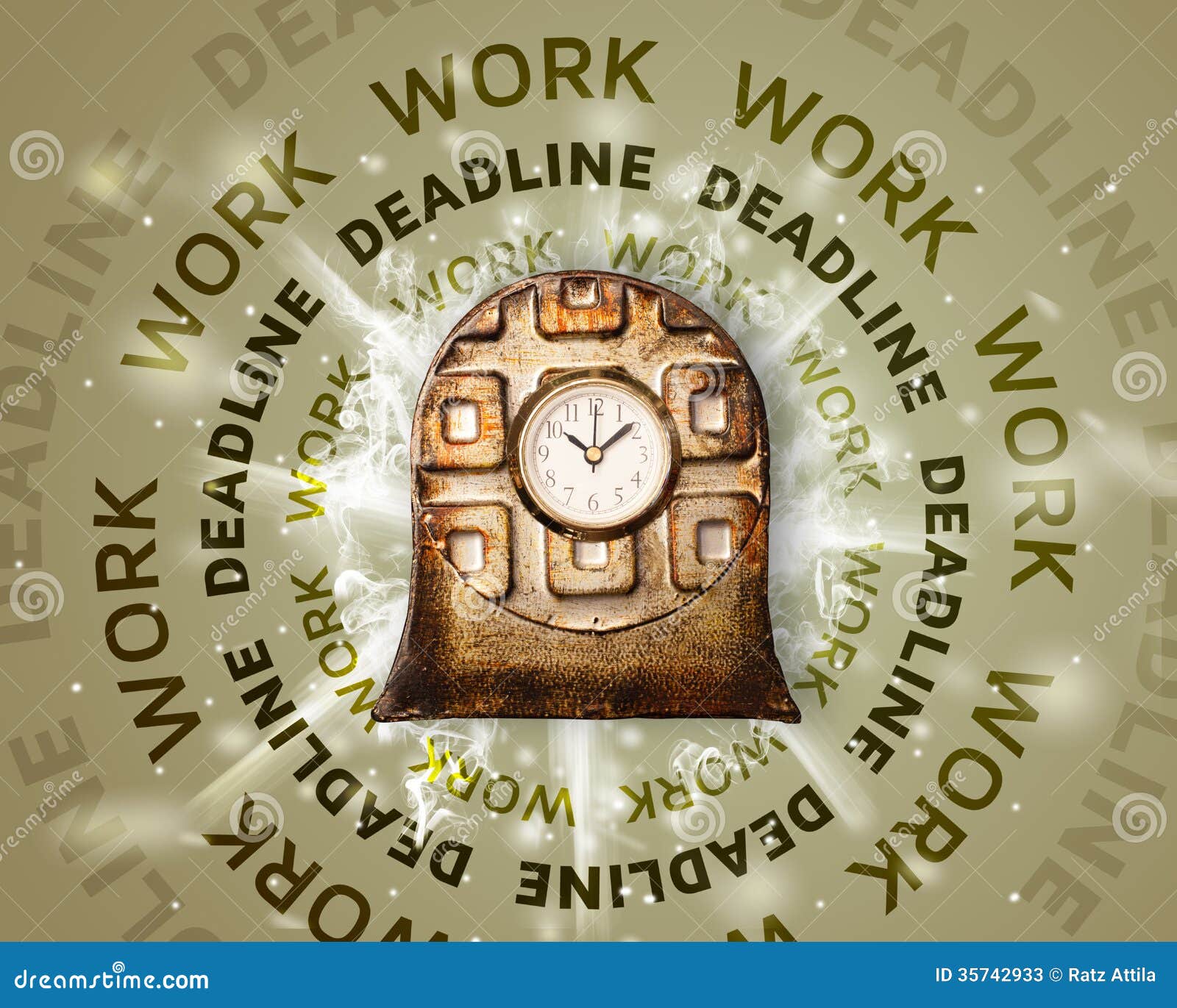Clocks with Work and Deadline Round Writing Stock Image - Image of ...