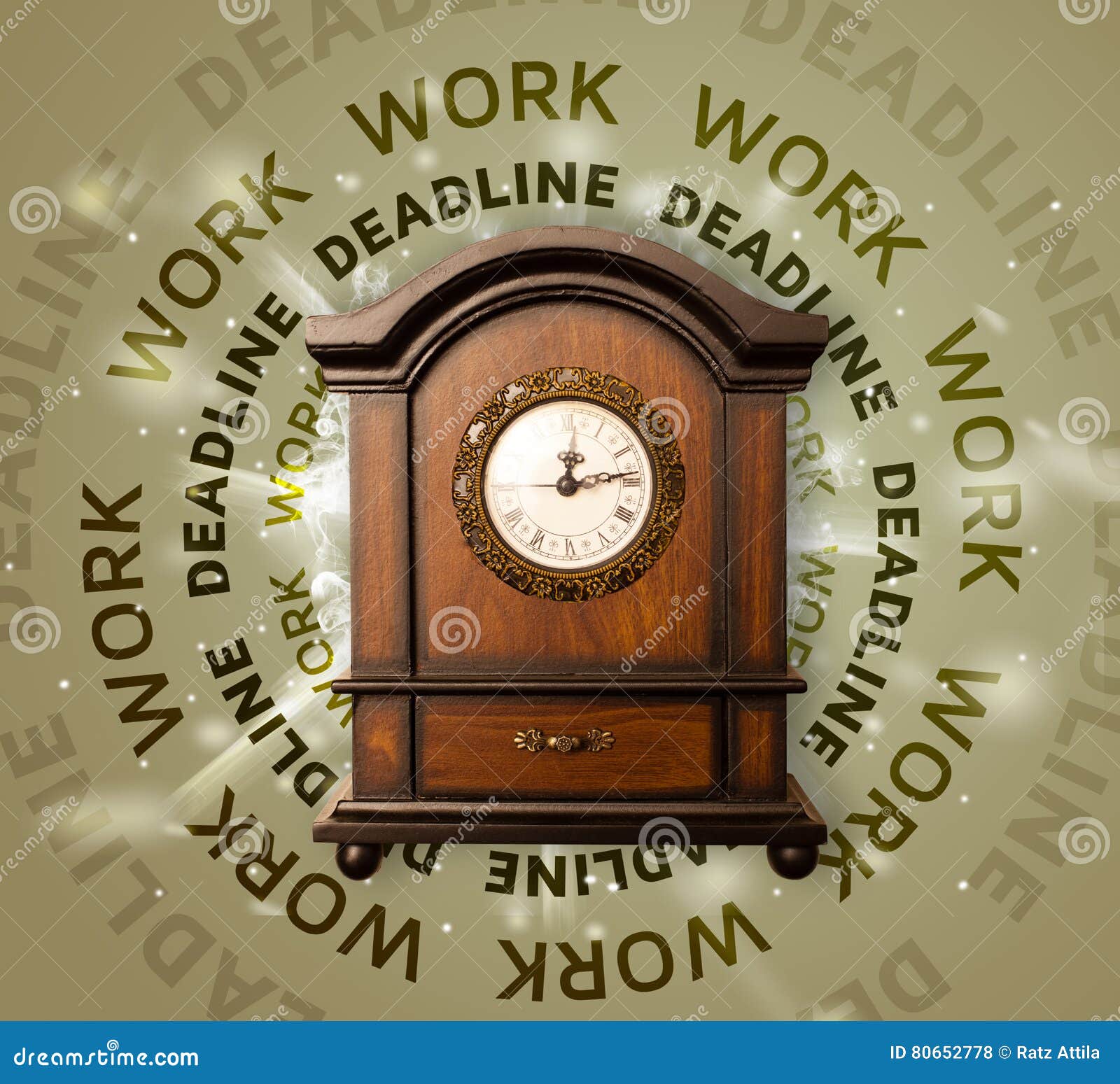Clocks with Work and Deadline Round Writing Stock Photo - Image of ...