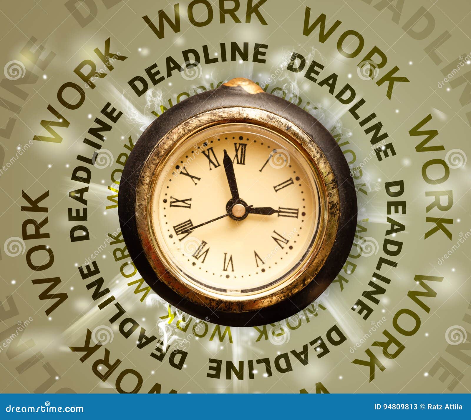 Clocks with Work and Deadline Round Writing Stock Image - Image of ...