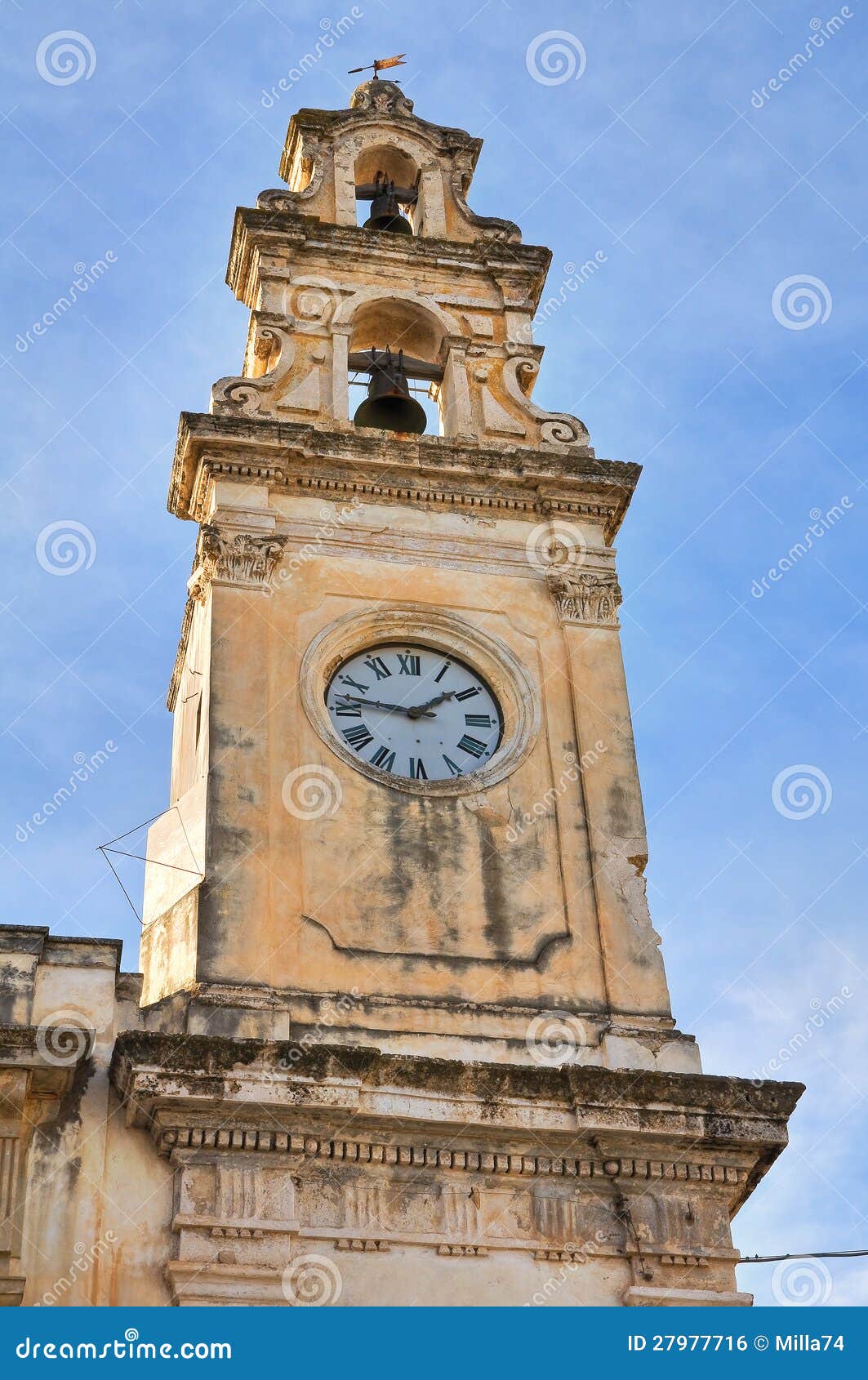 Clocktower. Galatone. Puglia. Italy. Stock Photo - Image of historical ...