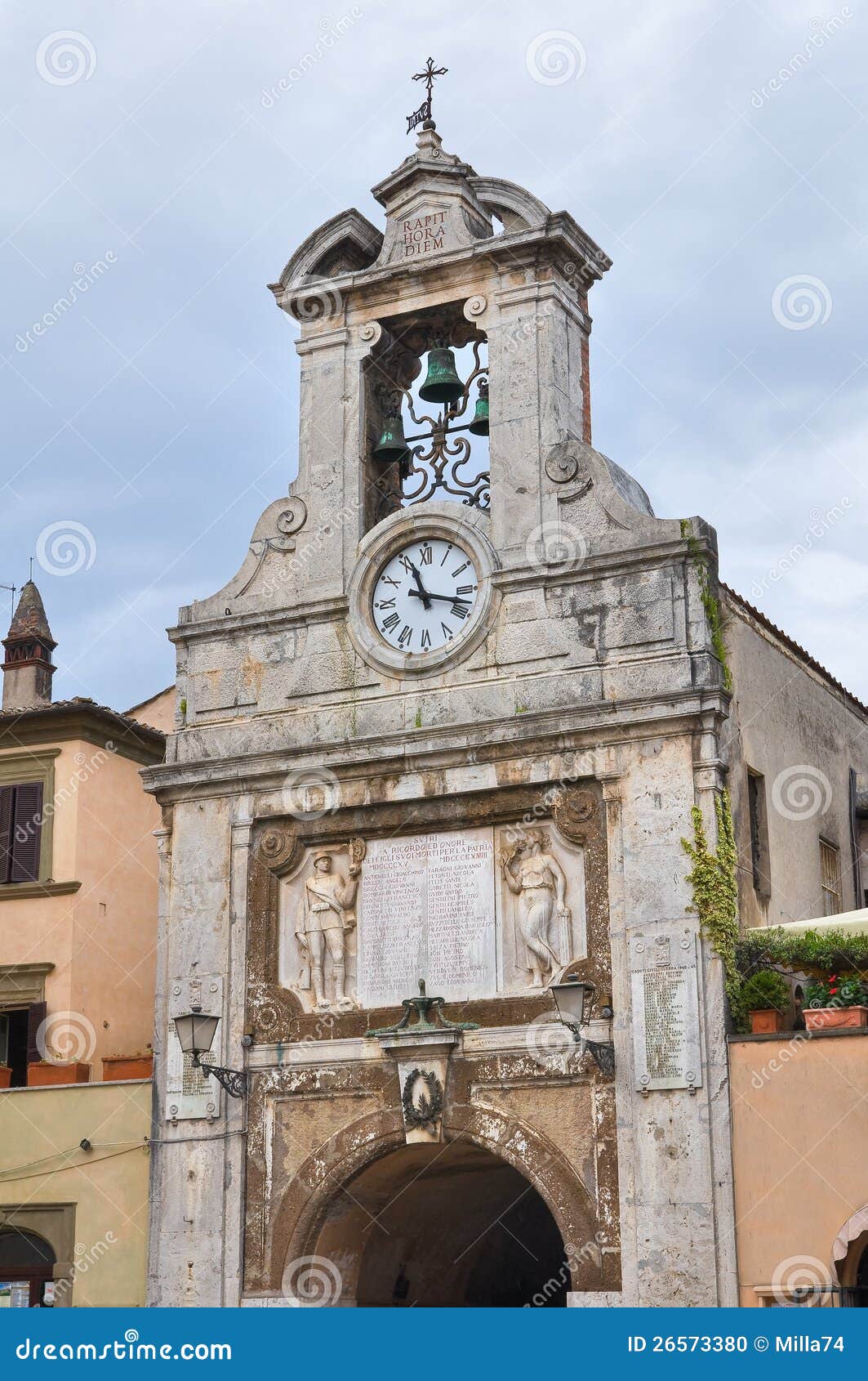 Clocktower. Sutri. Lazio. Italy. Stock Photo - Image of century, clock ...