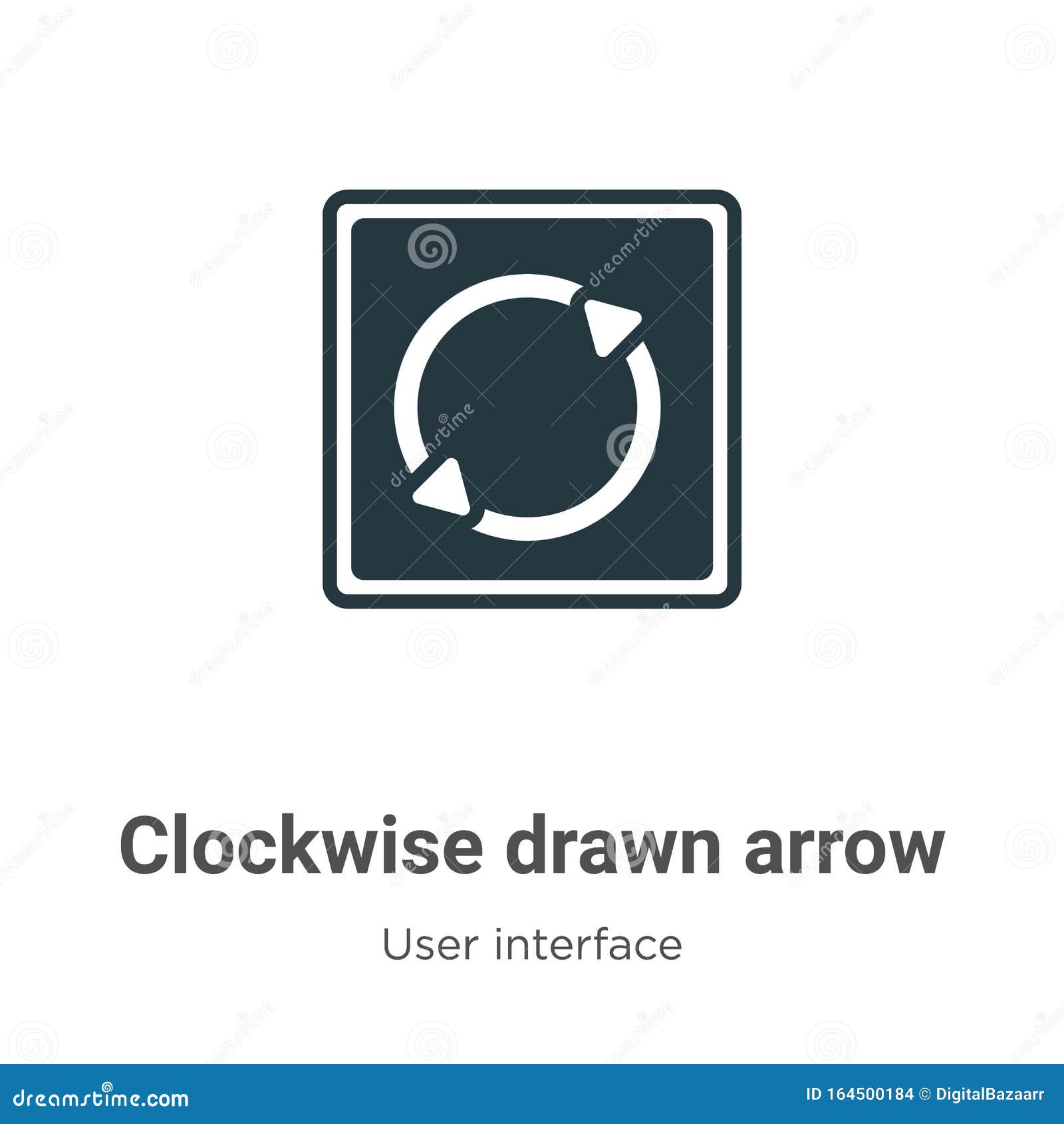Clockwise Drawn Arrow Vector Icon On White Background. Flat Vector ...