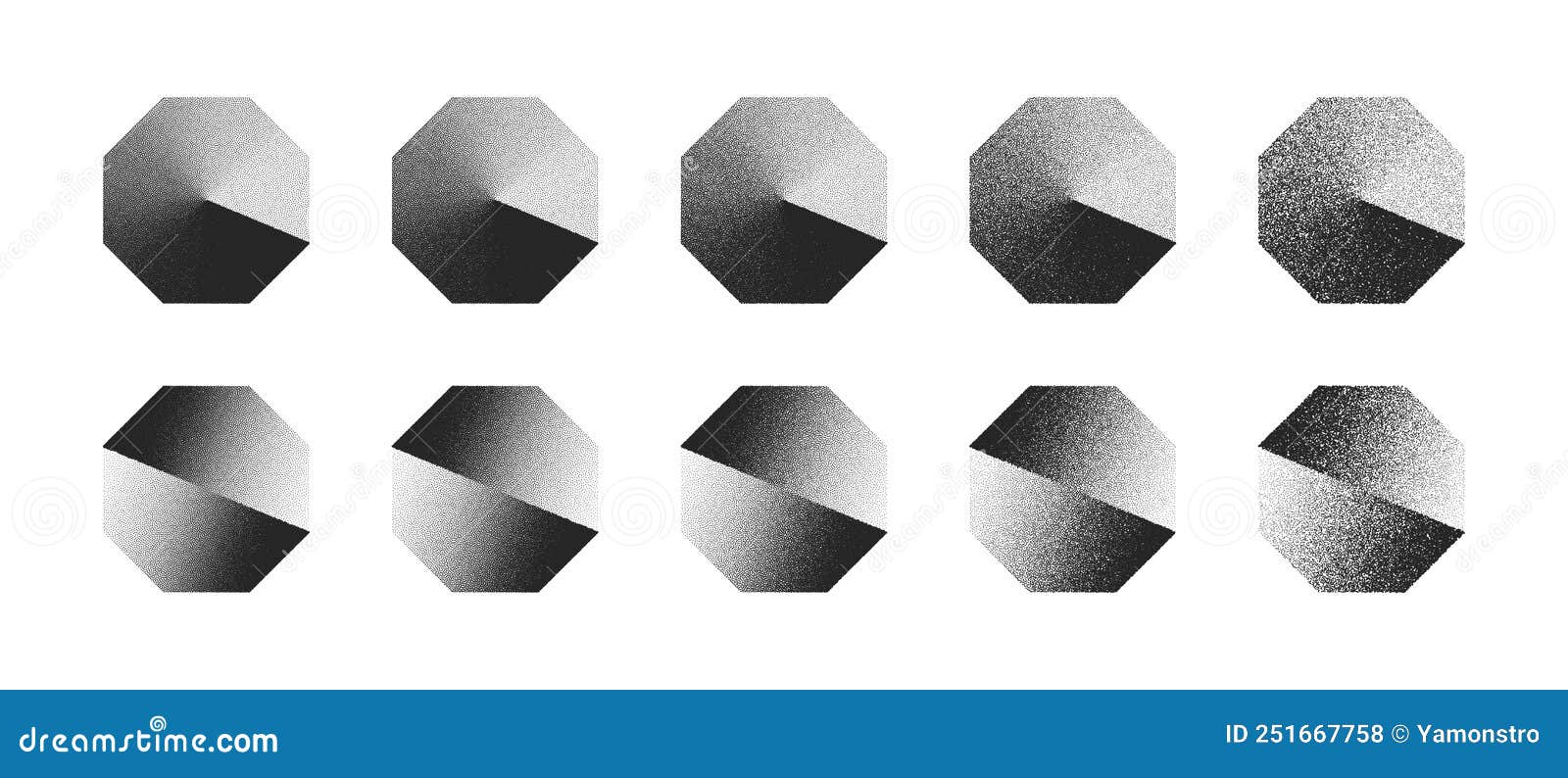 Clockwise Gradient and Shifted Octagon Abstract Shape Vector Set ...