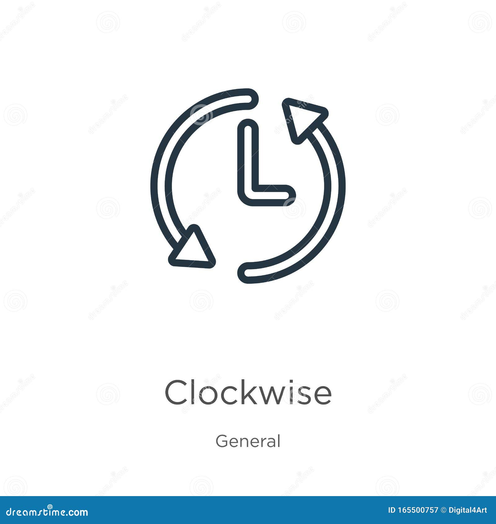 Clockwise Icon. Thin Linear Clockwise Outline Icon Isolated on White ...