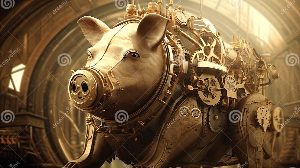 Clockwork Beast of the Steampunk Zoo Stock Illustration - Illustration ...