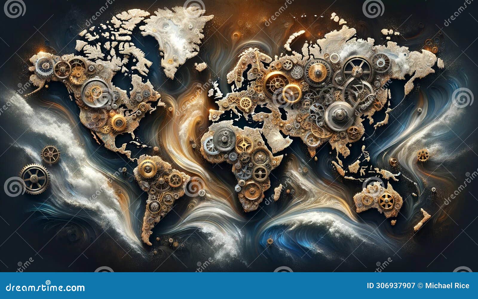 Clockwork Continents: Steampunk World Map Adventure Stock Illustration ...