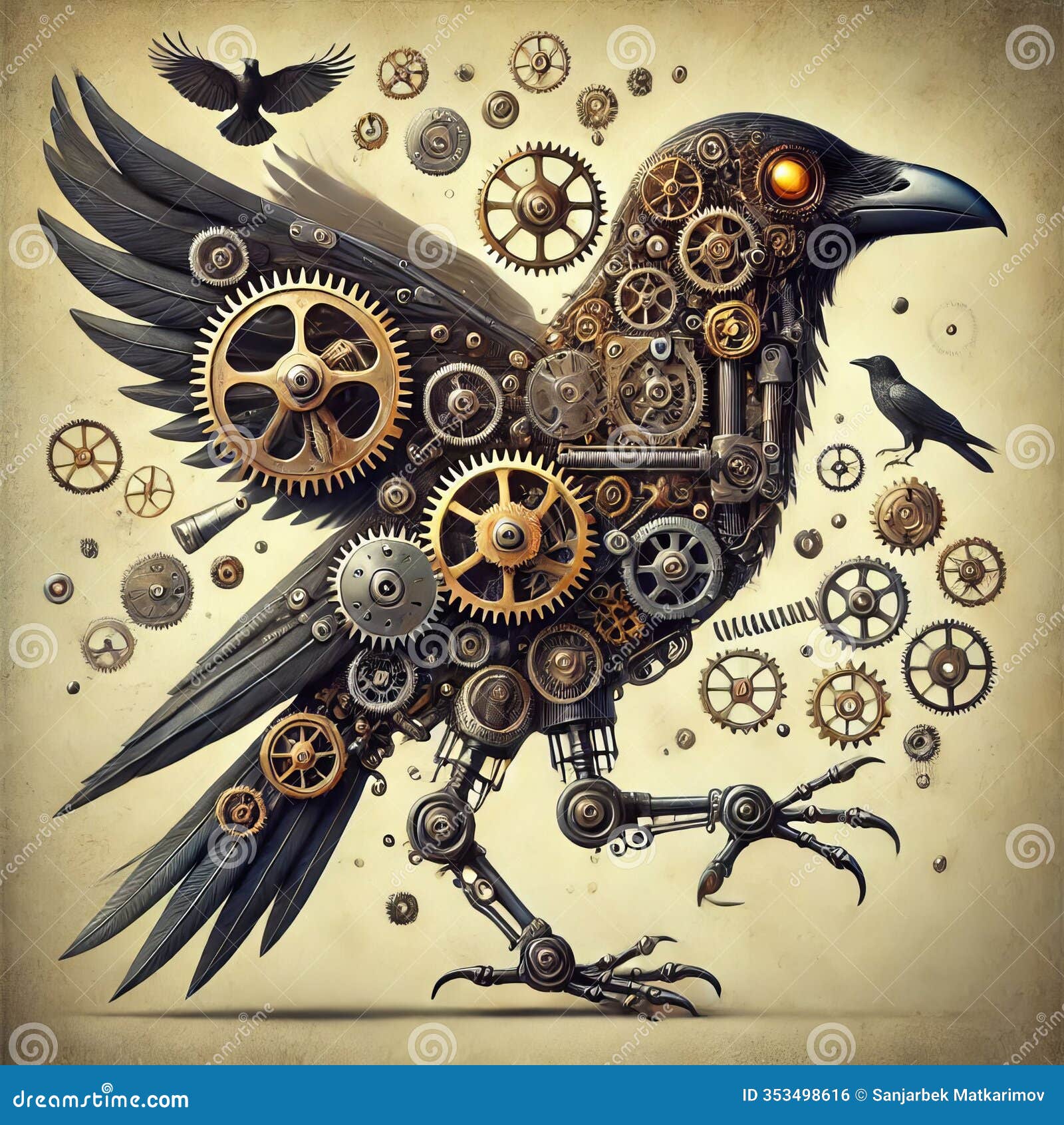 Clockwork Crows Mechanical Birds Powered by Gears and Springs Ac Stock ...