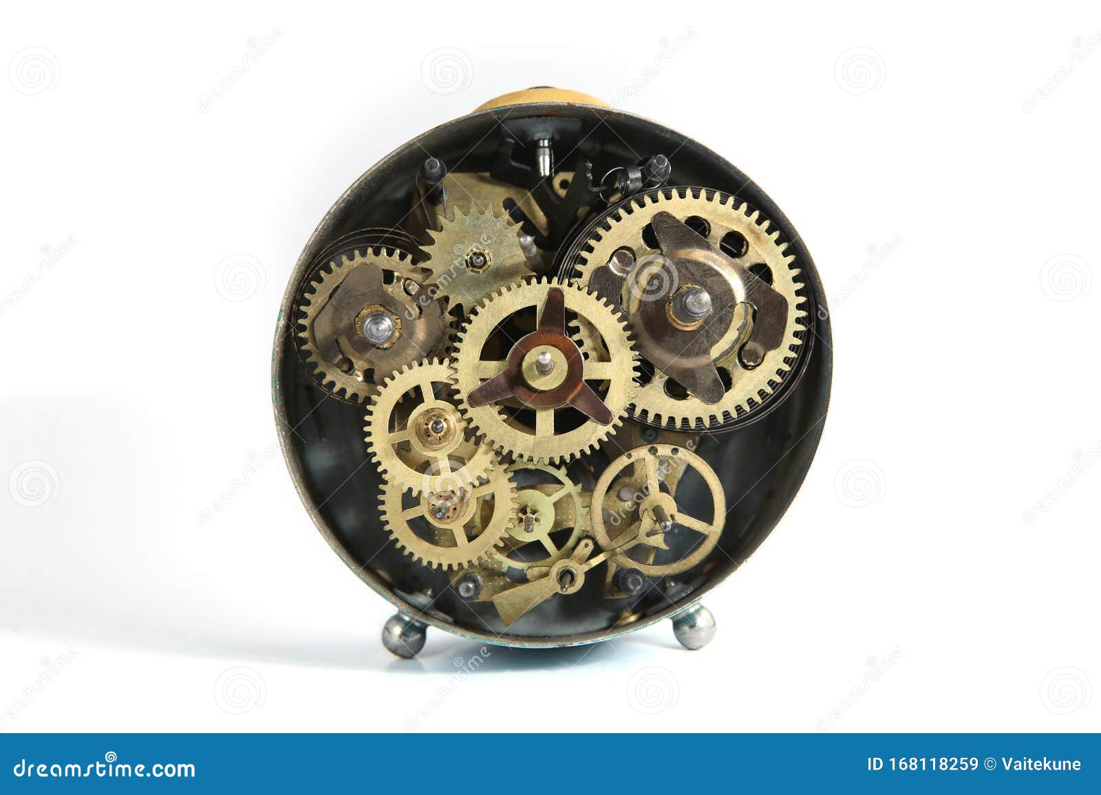 Back Side of Old Mechanical Table Clock Isolated on White Background ...
