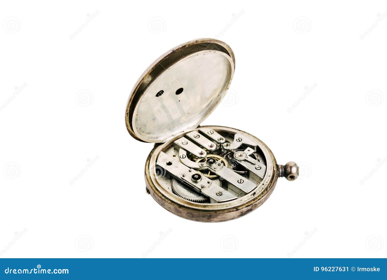 Clockwork Details, Pinions and Wheels Macro Closeup Isolated on White ...