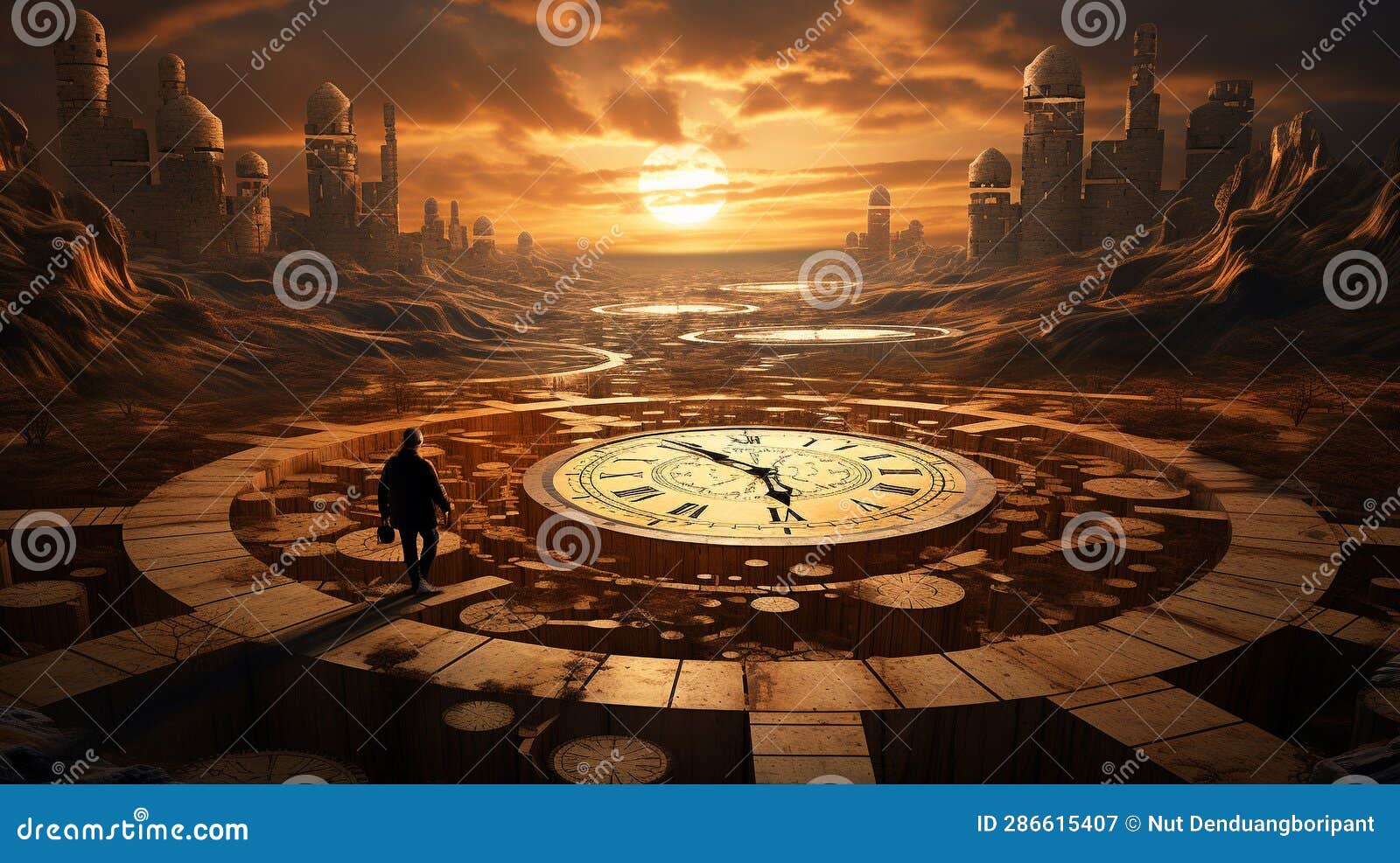 A Colossal Clockwork Tree, Its Intricate Gears And Mechanisms Reaching ...