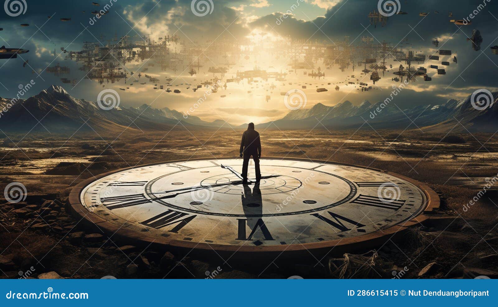 Clockwork Dreamscape: Temporal Vortex Surreal Landscape Stock ...