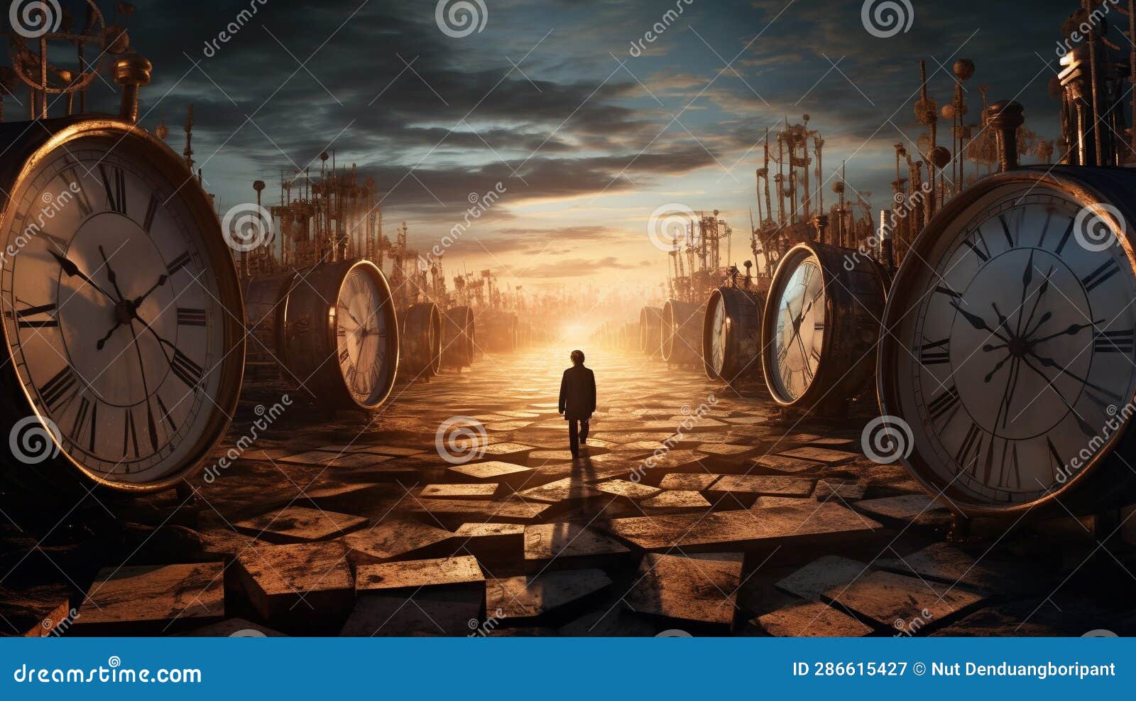 Clockwork Dreamscape: Temporal Vortex Surreal Landscape Stock ...