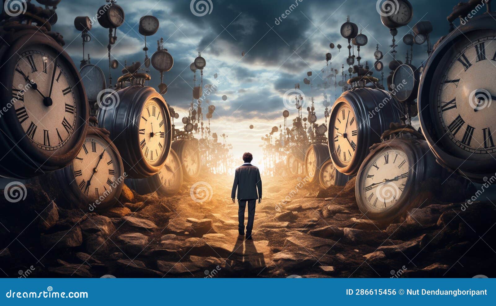 Clockwork Dreamscape: Temporal Vortex Surreal Landscape Stock ...