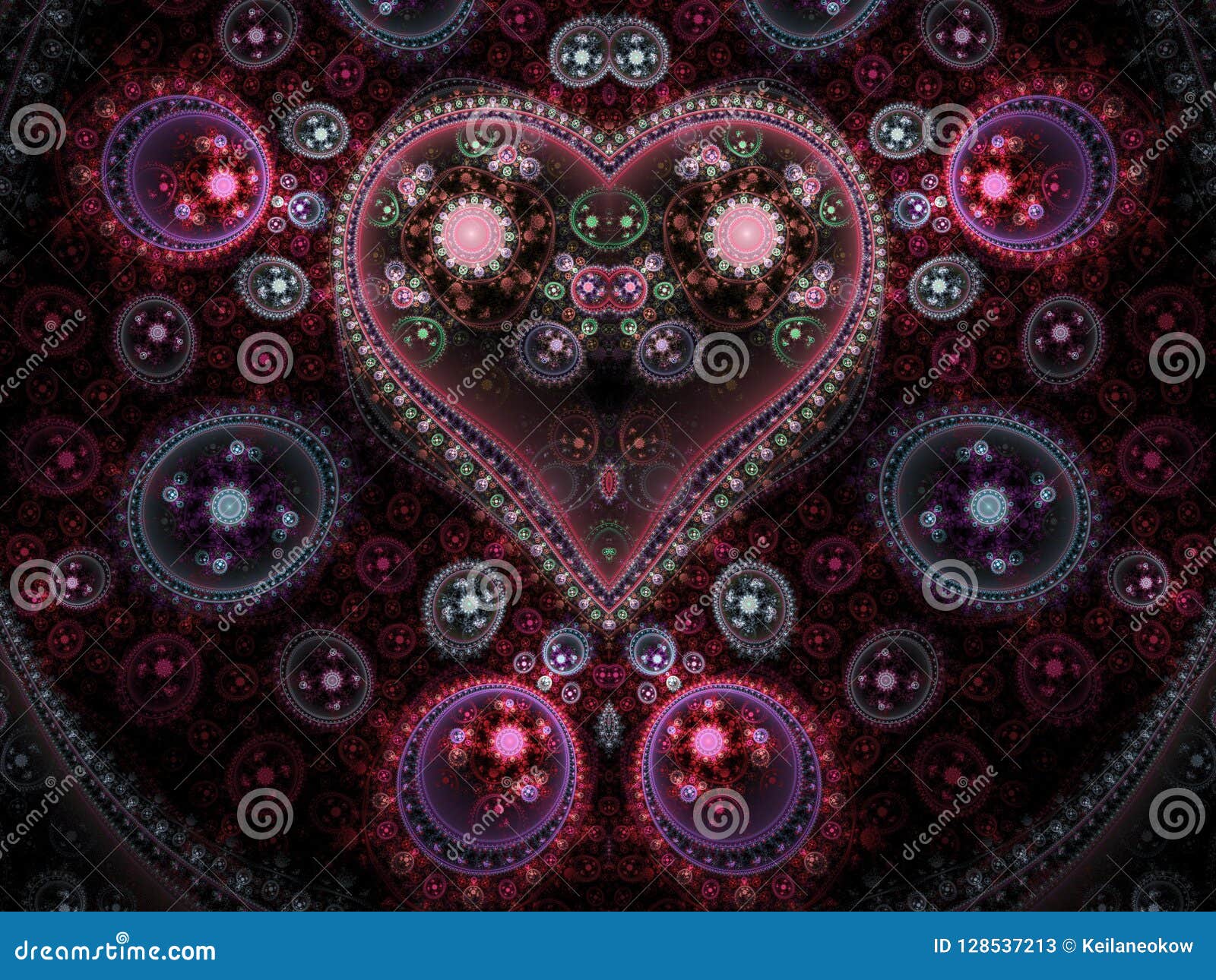 Clockwork fractal heart stock illustration. Illustration of flame ...