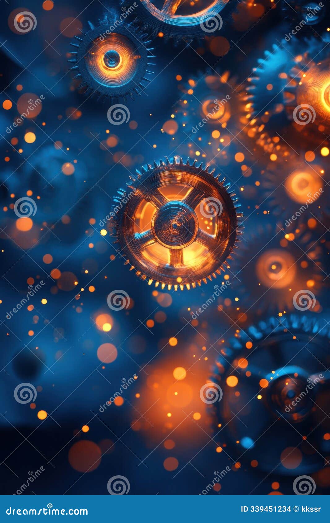 Clockwork Gears, a Collection of Glowing Clockwork Gears Interlocked in ...