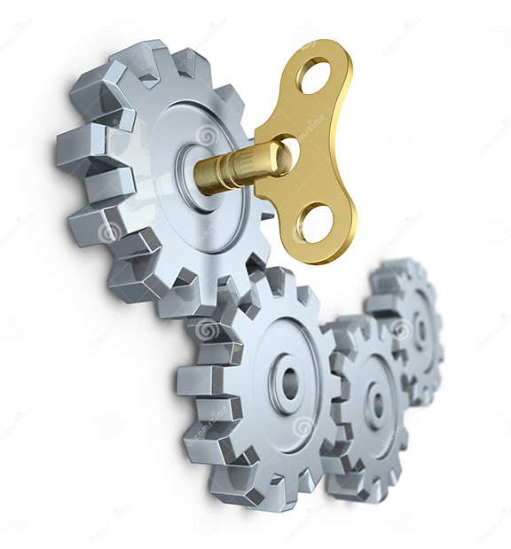 Clockwork key stock illustration. Illustration of transmission - 10525953