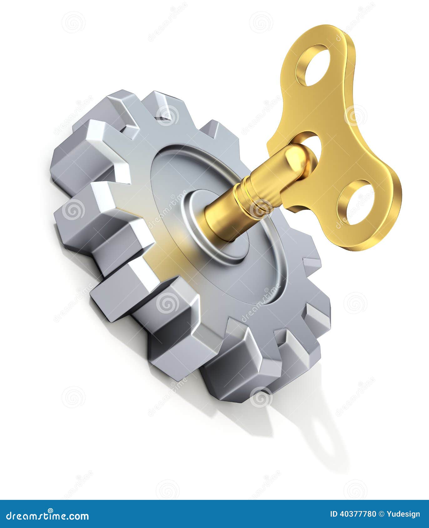 Clockwork key in the gear stock illustration. Illustration of drive ...