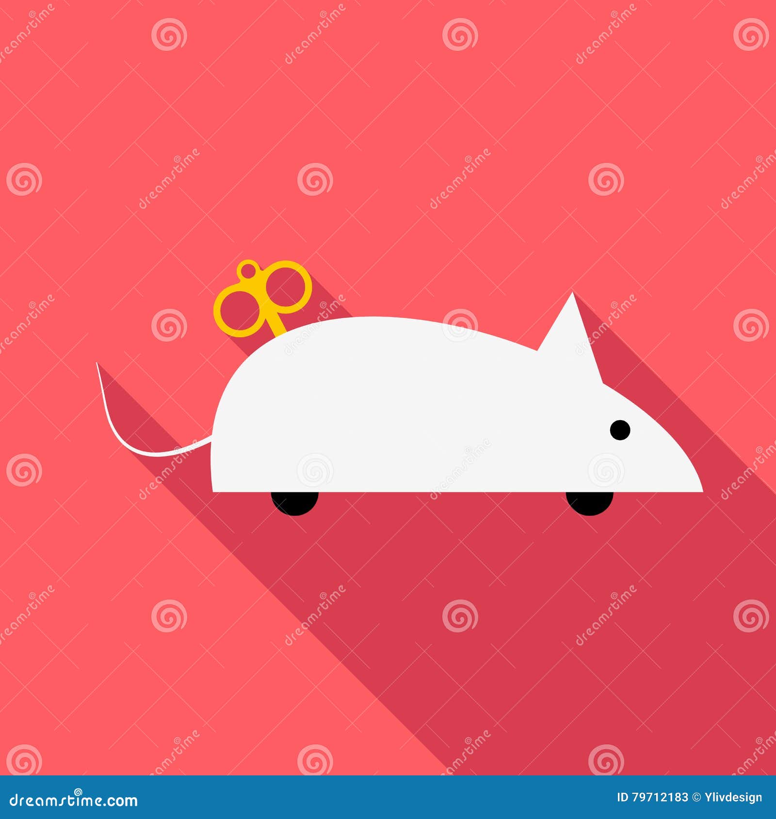 Clockwork Mouse Icon, Flat Style Stock Vector - Illustration of ...