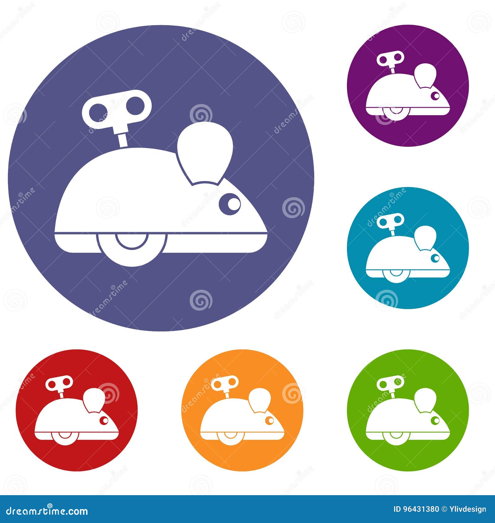 Clockwork mouse icons set stock vector. Illustration of crazy - 96431380