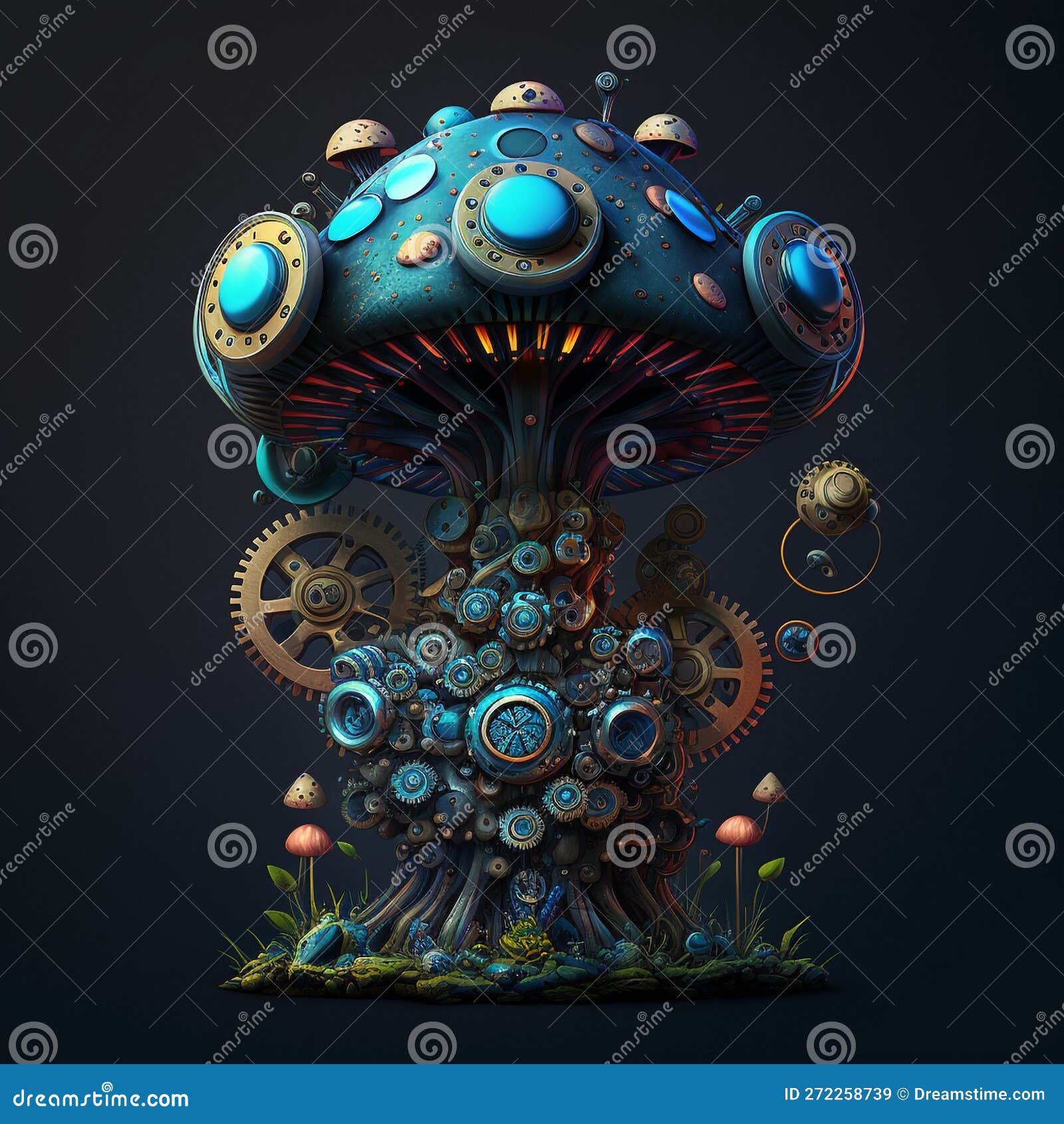 Mechanical Mushrooms 1 (AI Generated) Stock Illustration - Illustration ...