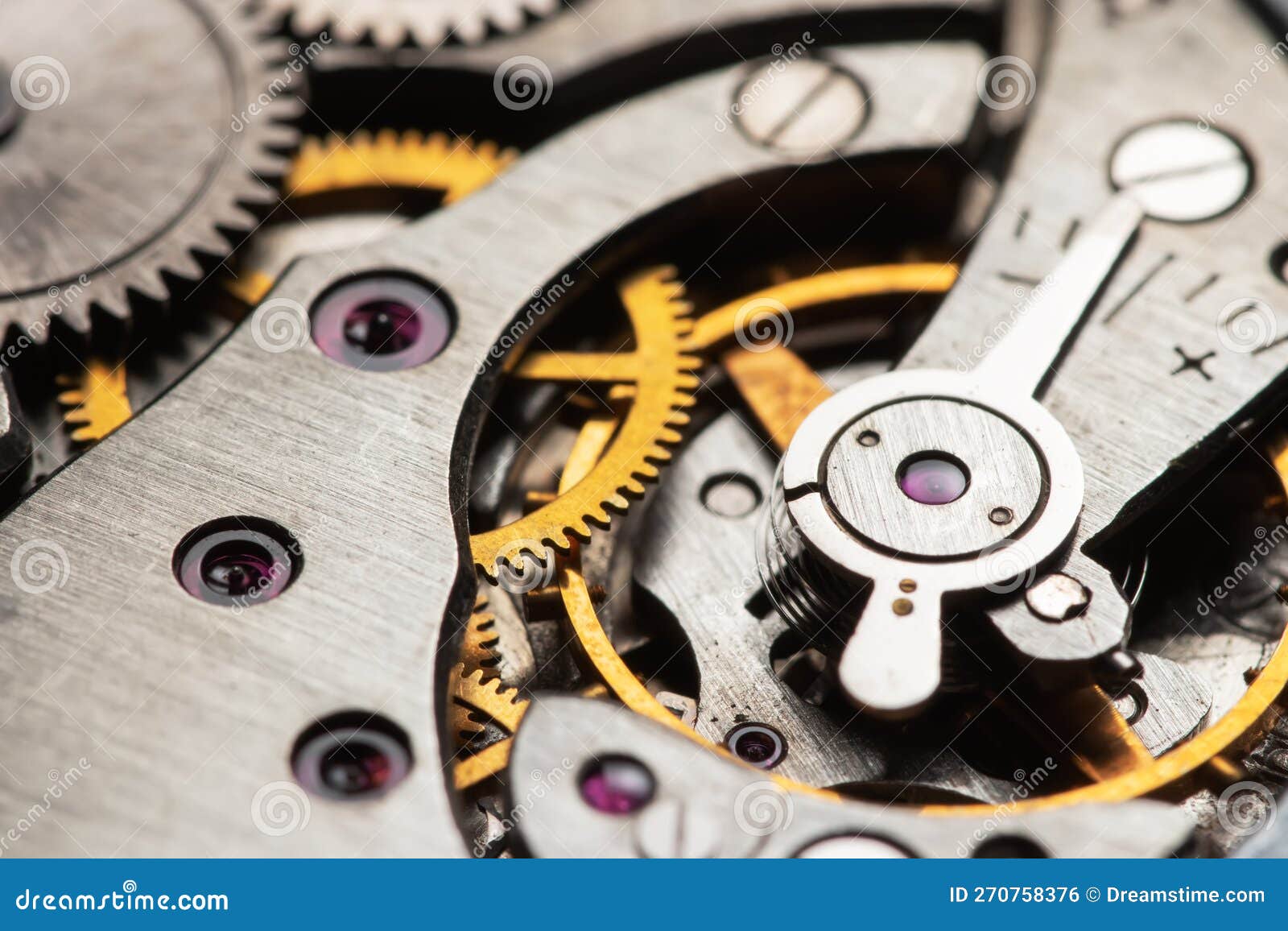 Clockwork Swiss Vintage Watch Close Up Macro Stock Photo - Image of ...