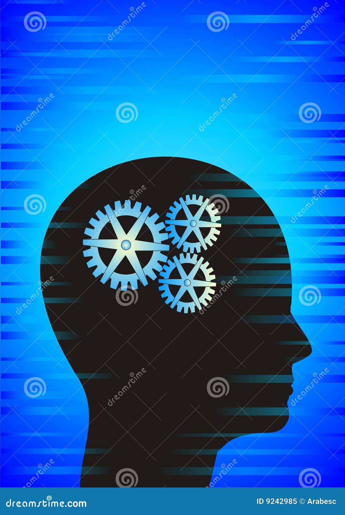 Clockworking brain stock illustration. Illustration of brain - 9242985