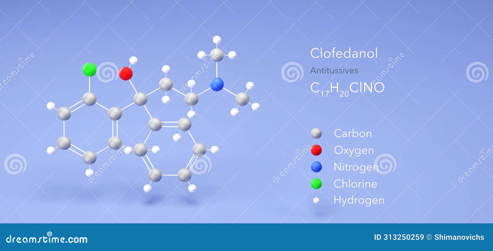 Clofedanol Molecule, Molecular Structures, Local Anesthetic, 3d Model ...