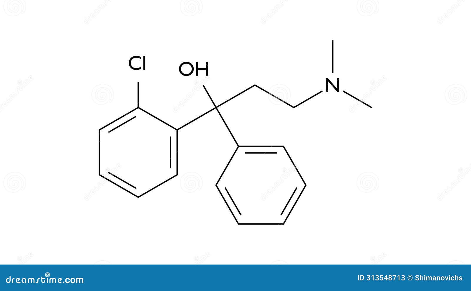 Clofedanol Molecule, Structural Chemical Formula, Ball-and-stick Model ...