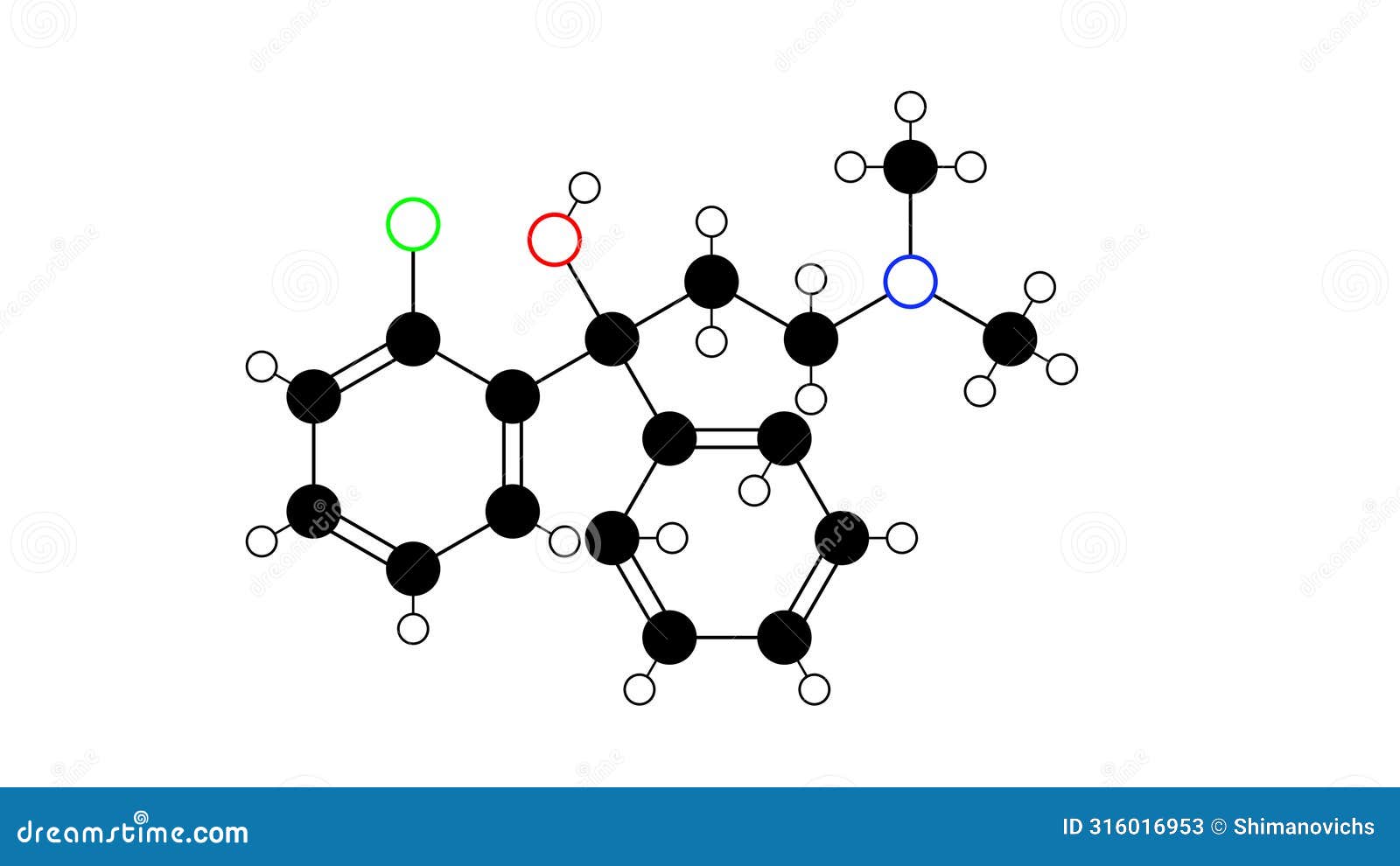 Clofedanol Molecule Structural Chemical Formula Ball And Stick Model Isolated Image Local