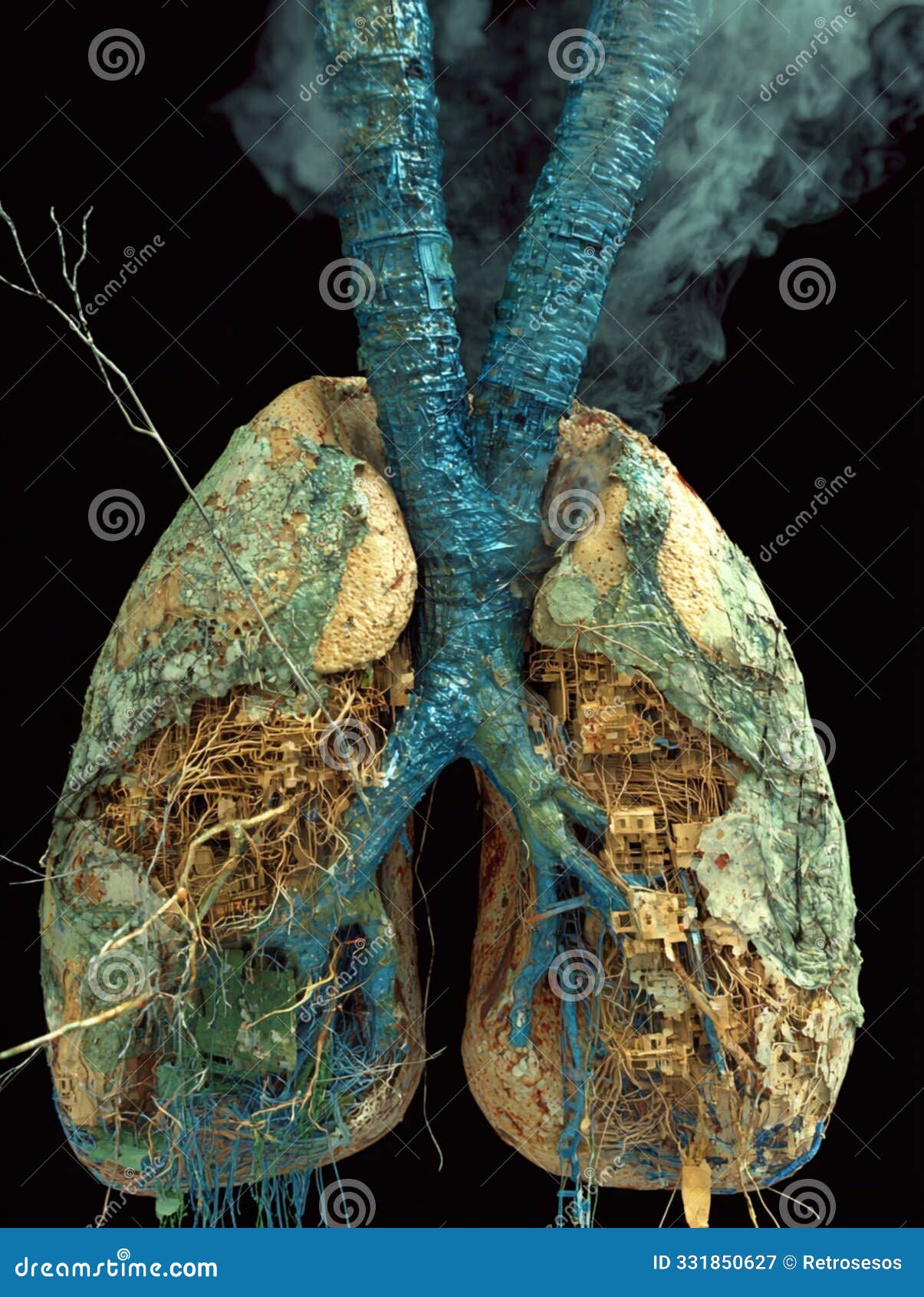 Clogged Lungs Showing the Effects of Smoking and Pollution Stock ...