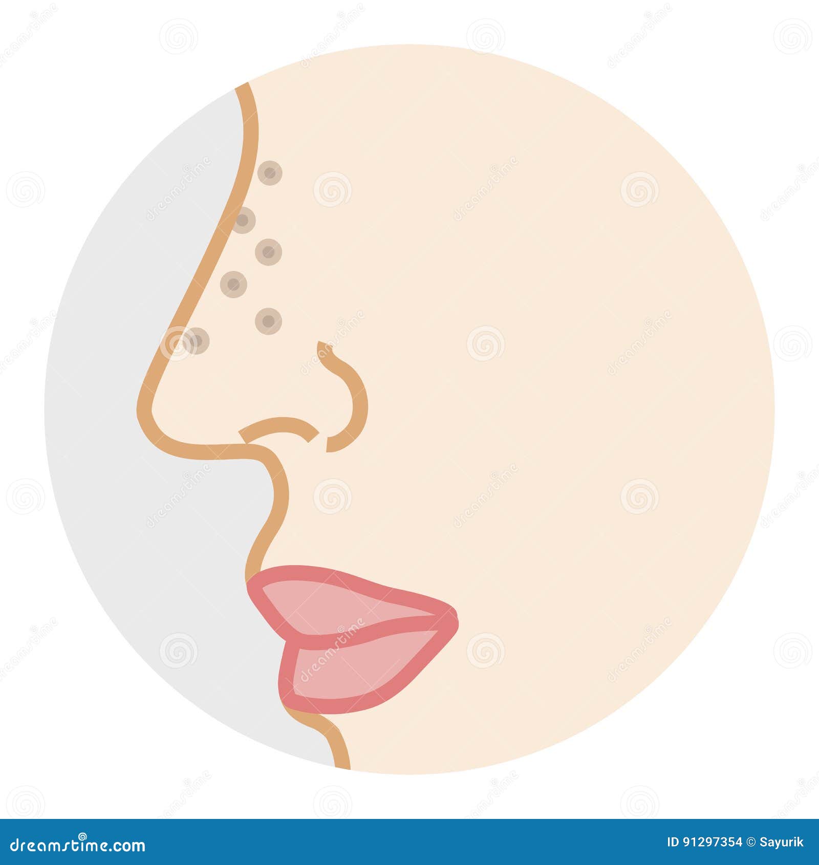 Clogged Nose Pore -Side View Stock Vector - Illustration of mouth ...