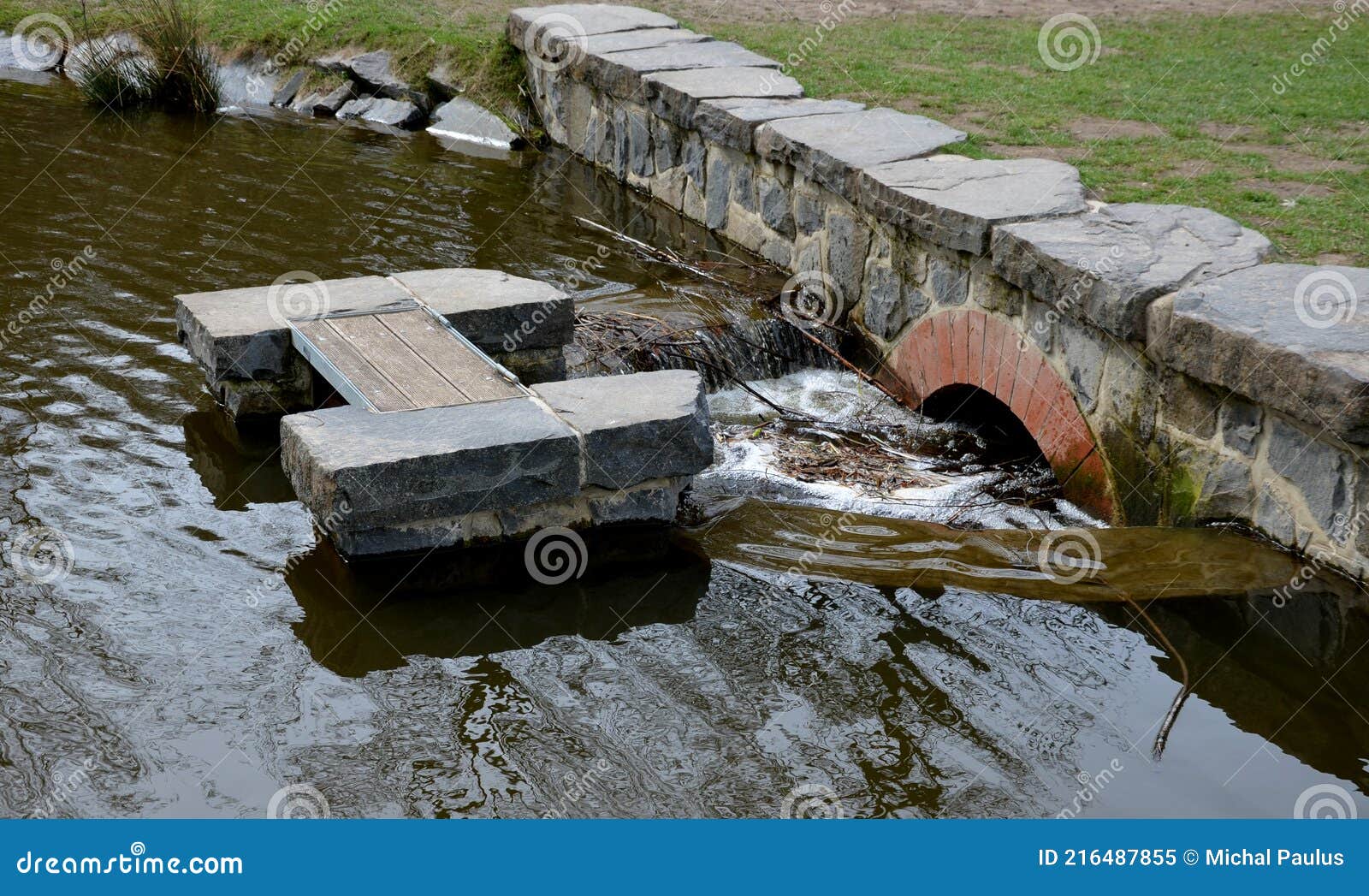 Clogged Water Bridges and Canals Made of Arched Bricks. Water through ...