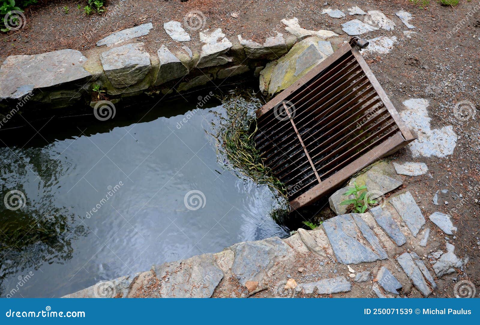 Clogged Water Bridges and Canals Made of Arched Bricks. Water through ...