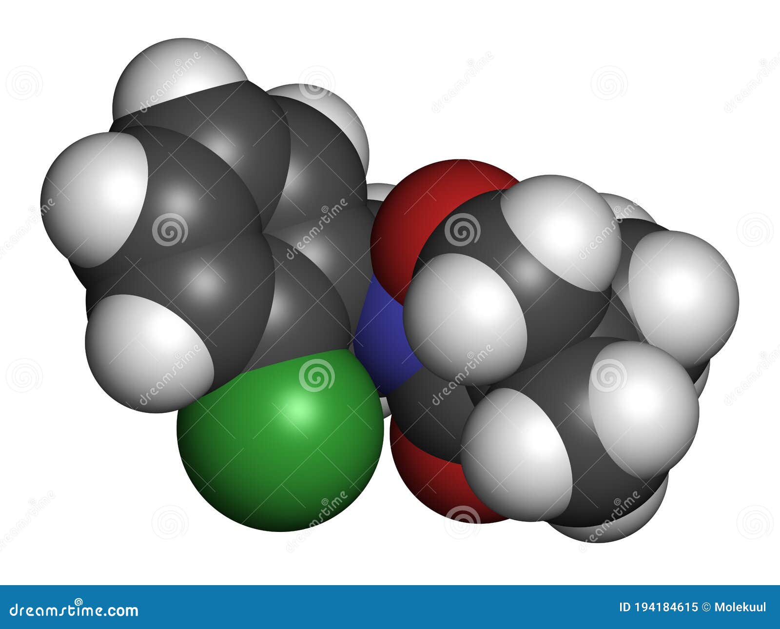 Clomazone Herbicide Molecule. 3D Rendering. Atoms are Represented As ...