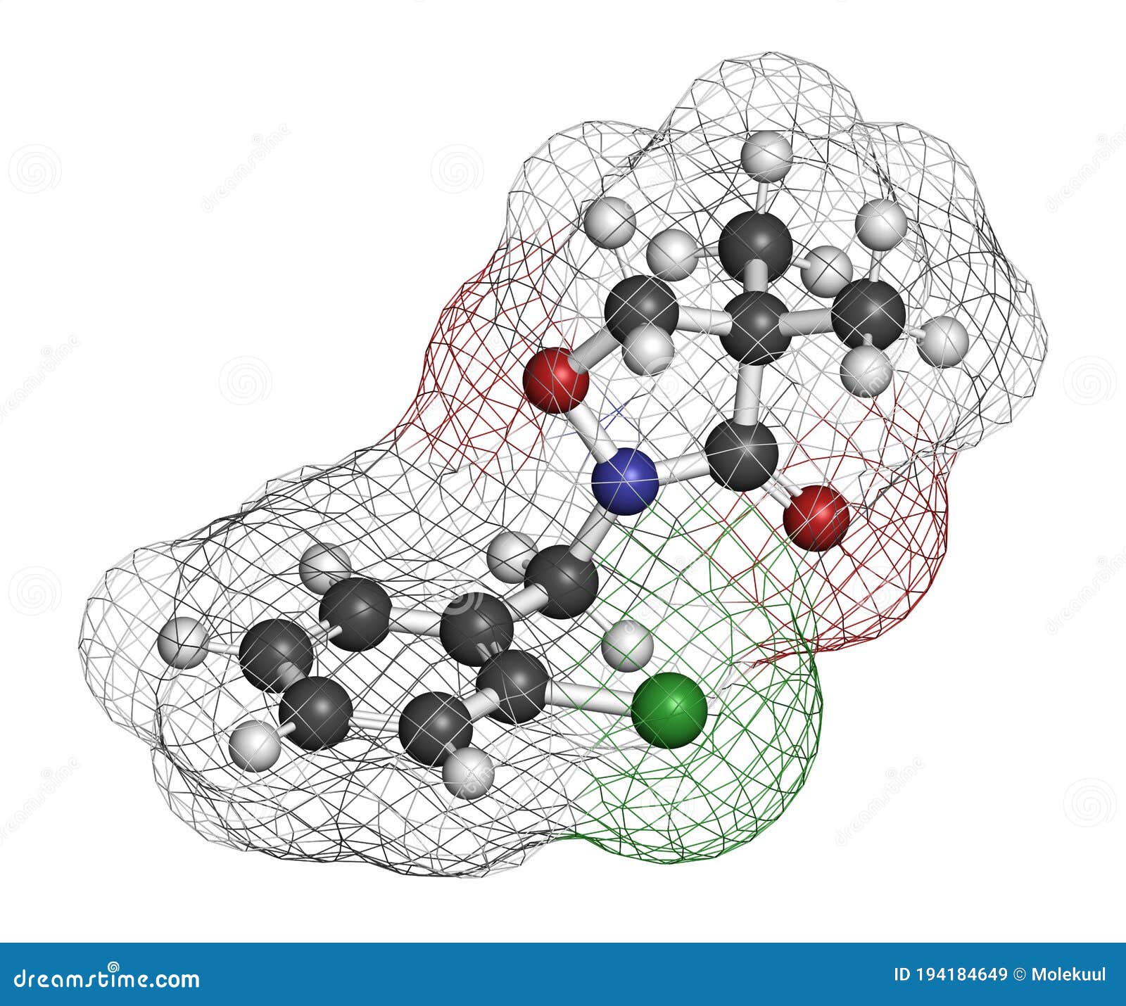 Clomazone Herbicide Molecule. 3D Rendering. Atoms are Represented As ...