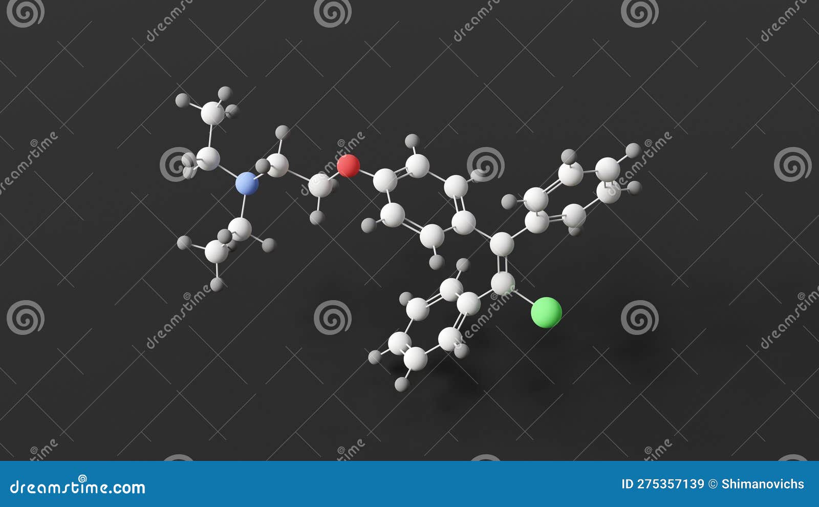 Clomifene Molecule, Molecular Structure, Clomiphene, Ball and Stick 3d ...