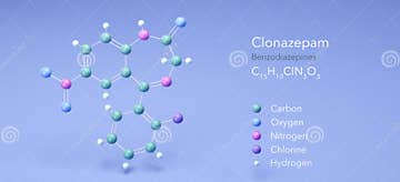 Clonazepam Molecule, Molecular Structures, Benzodiazepines, 3d Model ...