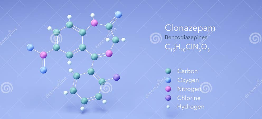 Clonazepam Molecule, Molecular Structures, Benzodiazepines, 3d Model ...