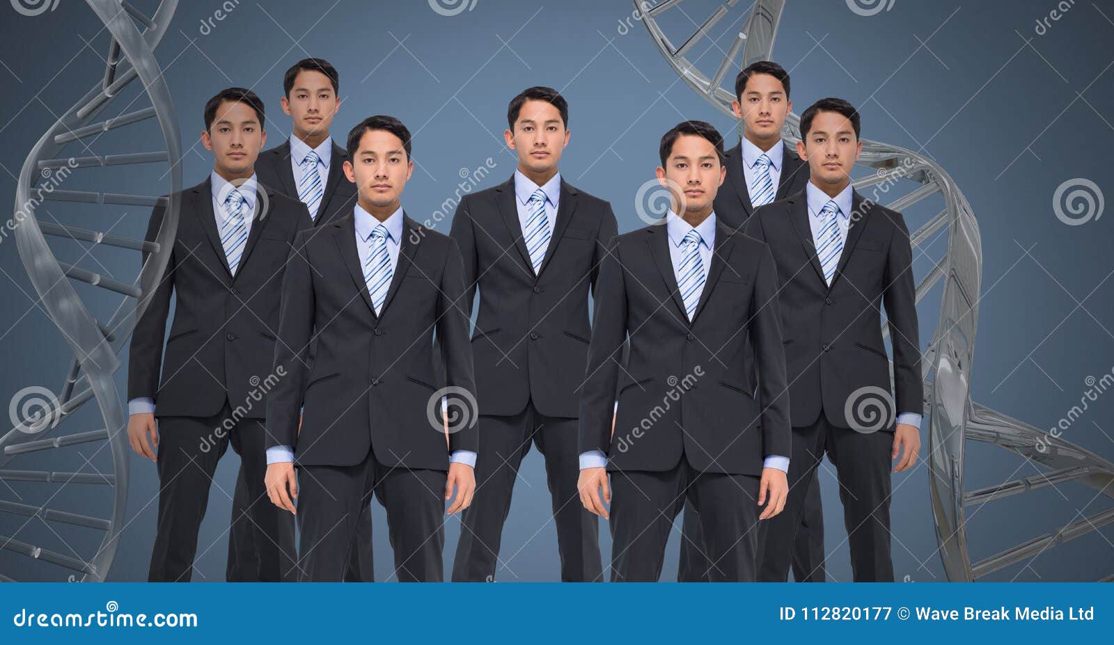 Clone men with genetic DNA stock image. Image of generated - 112820177