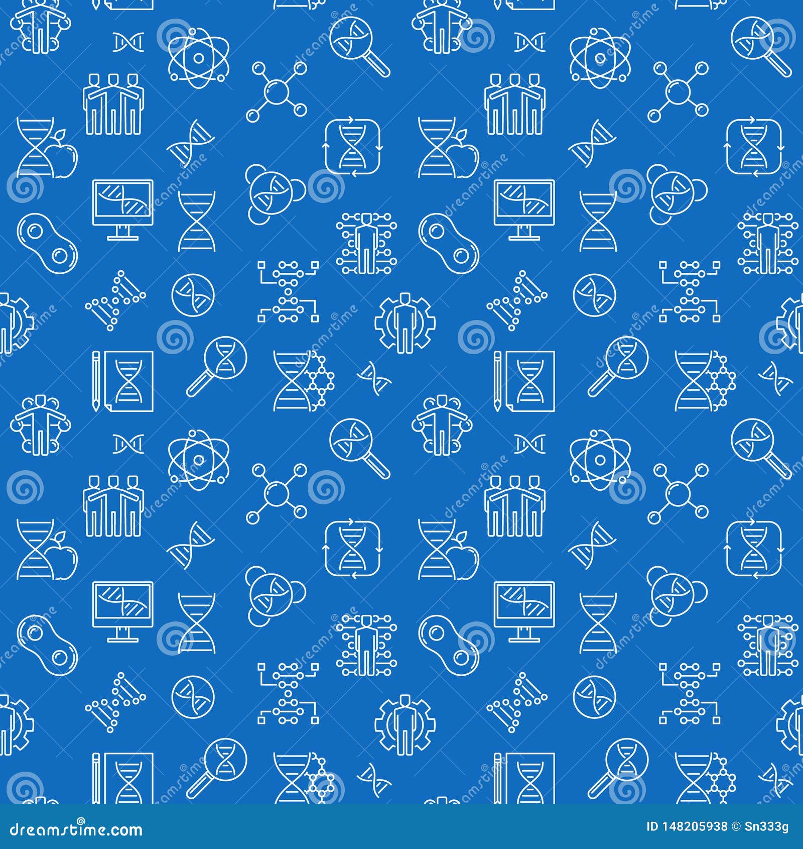 Cloning Line Vector Seamless Pattern with Blue Background Stock Vector ...