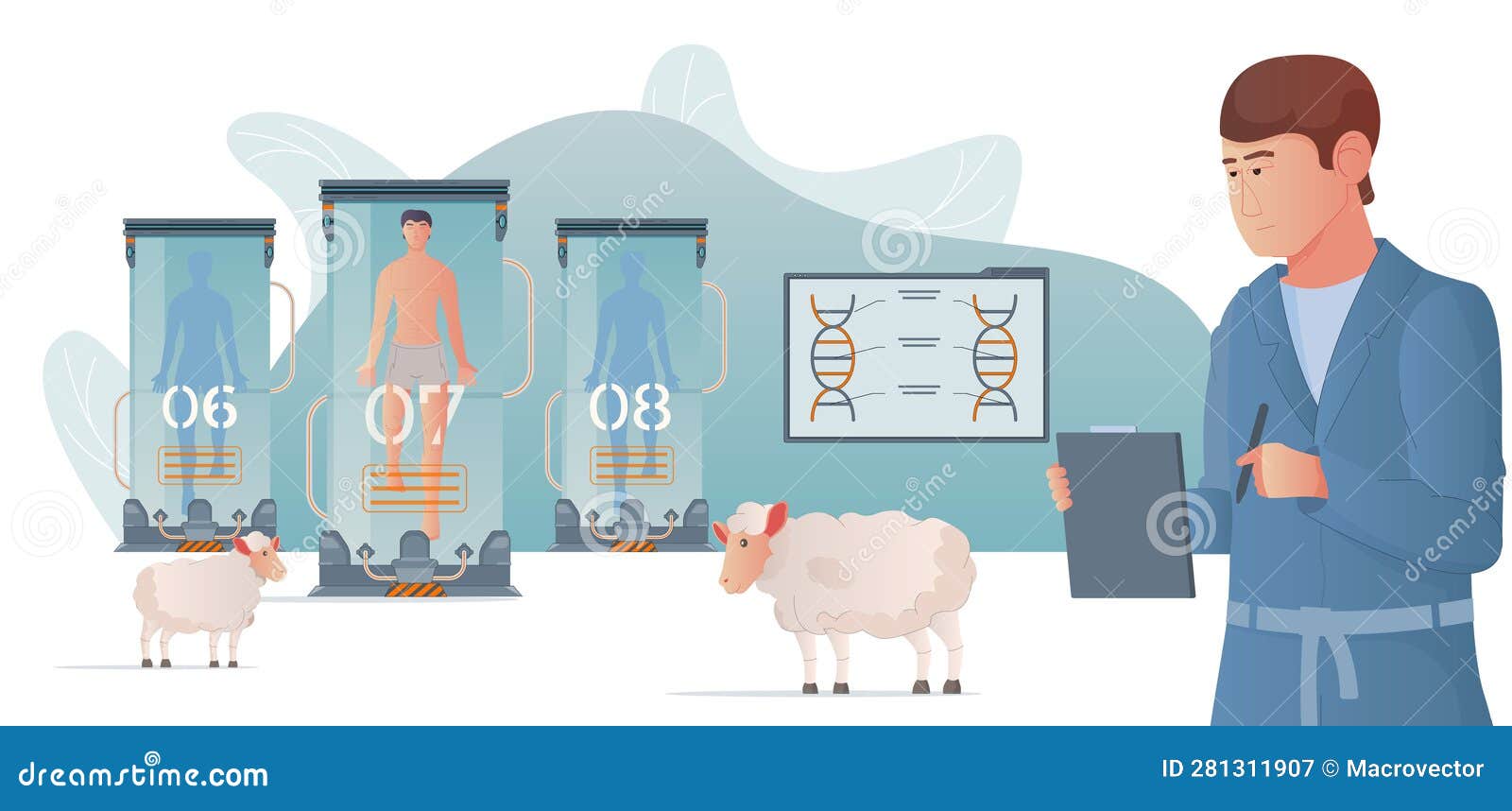 Cloning Genetics Compositions Set Vector Illustration | CartoonDealer ...