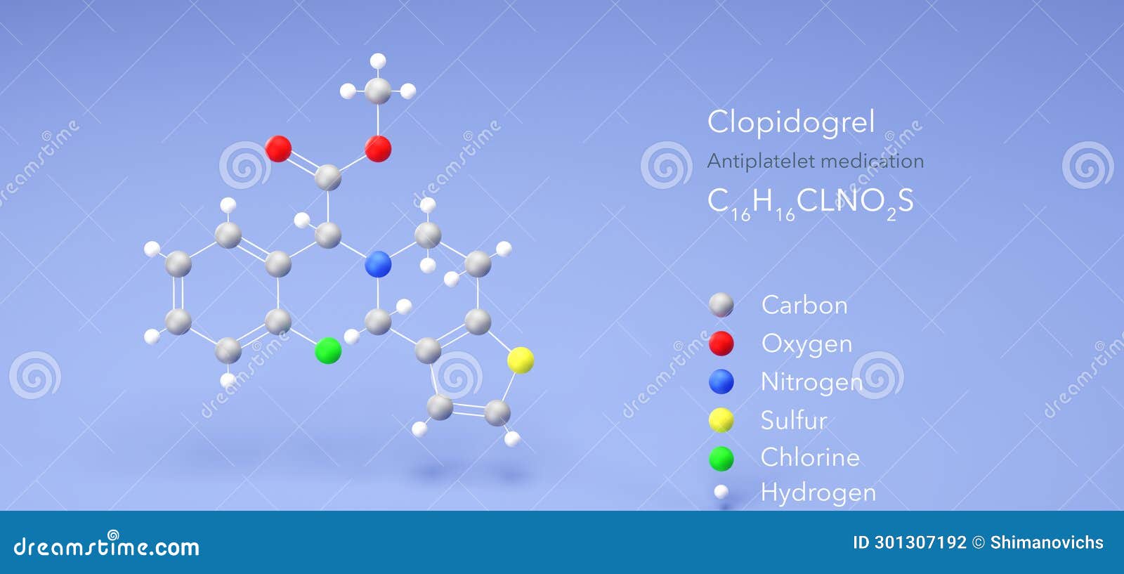 Clopidogrel Molecule, Molecular Structures, Plavix, 3d Model ...